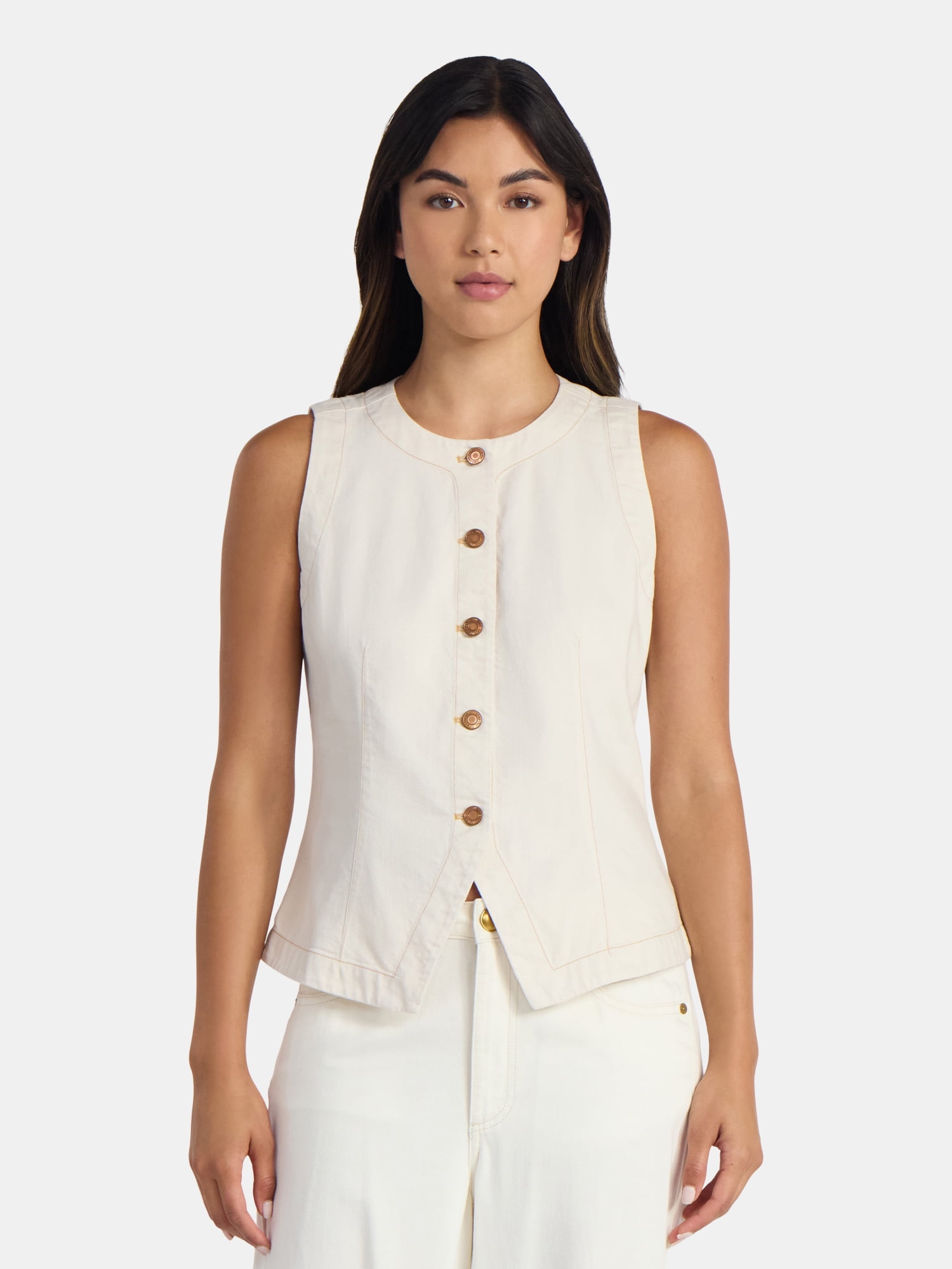 Time and Tru Women's Button Up Denim Vest, Sizes XS-XXXL - Walmart.com