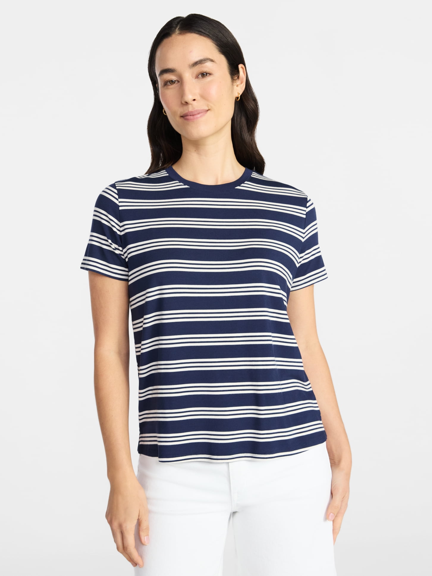 Time and Tru Women's Boxy Tee with Short Sleeves, Sizes XS-XXXL ...