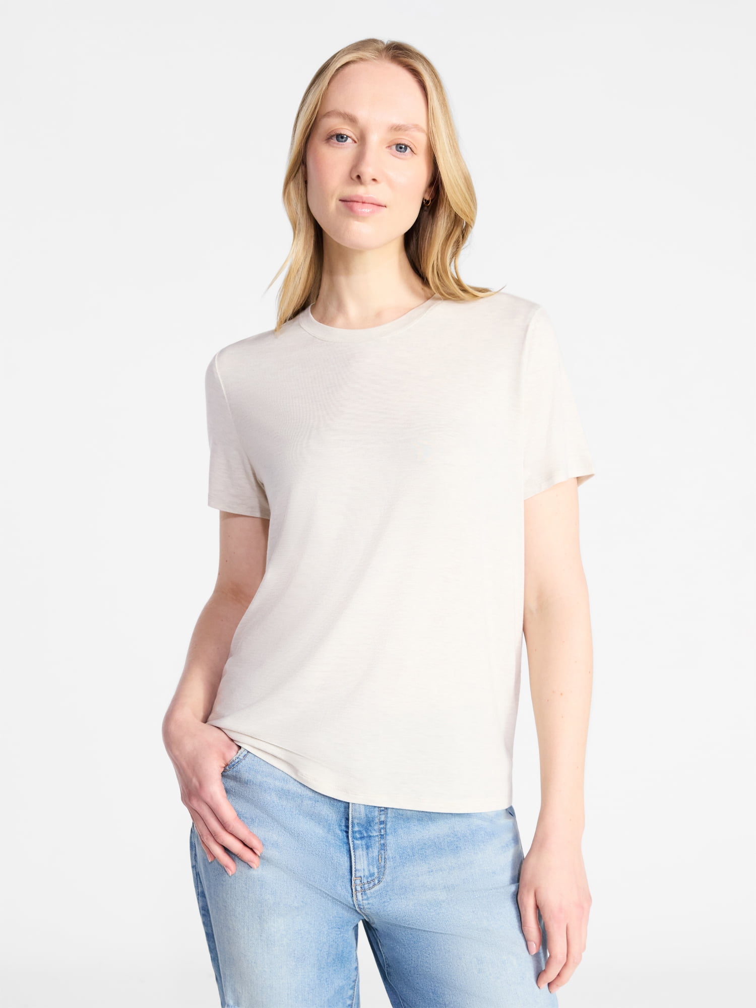Time and Tru Women's Boxy Tee with Short Sleeves, Sizes XS-XXXL ...