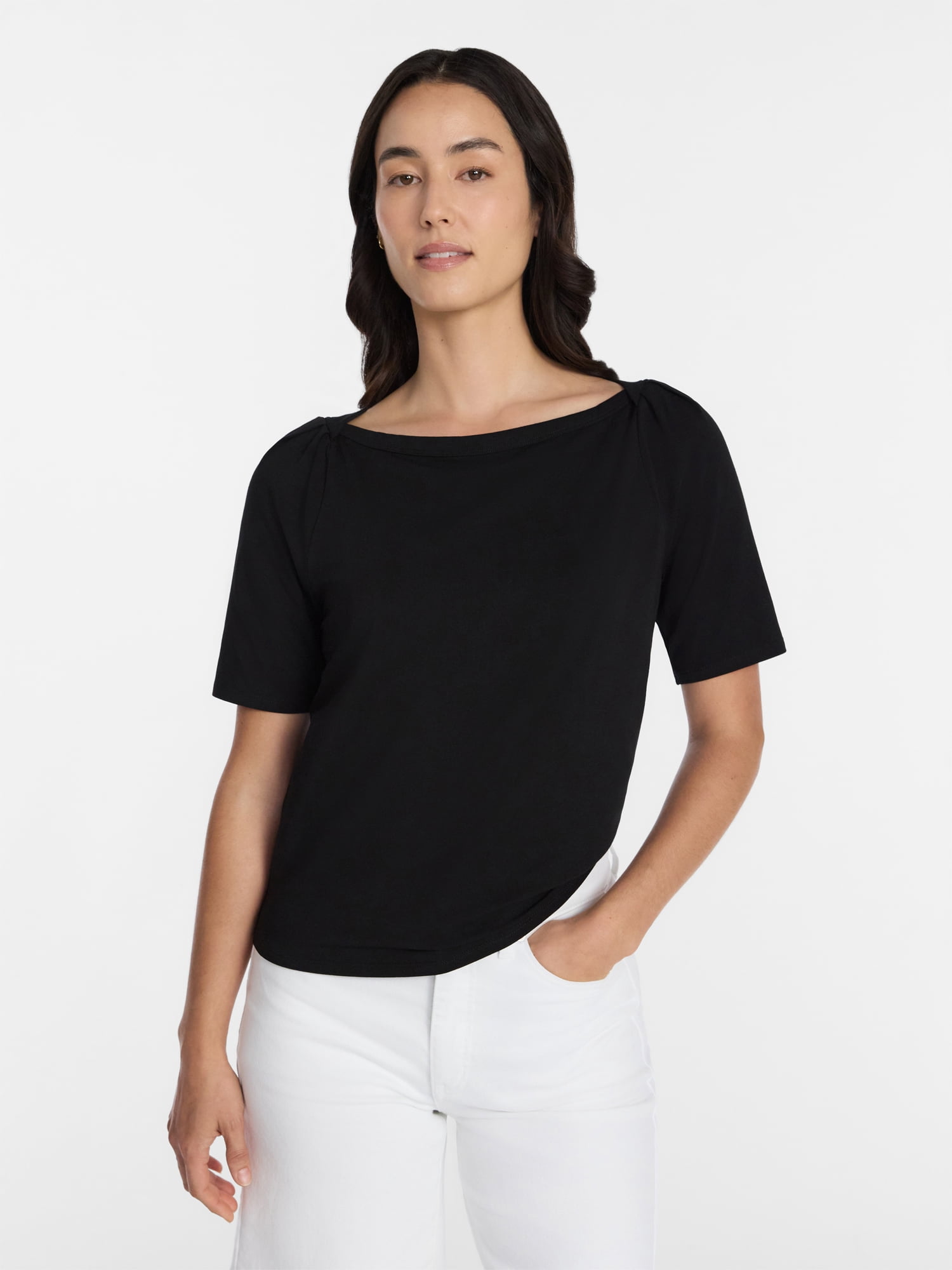 Time and Tru Women's Envelope Tee with Short Sleeves, Sizes XS-XXXL ...