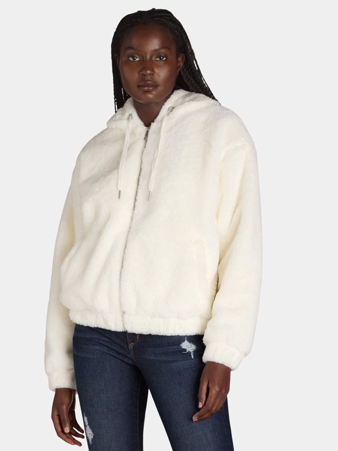 Time and Tru Women's and Women’s Plus Faux Fur Zip Hoodie, Sizes XS-3X - Walmart.com