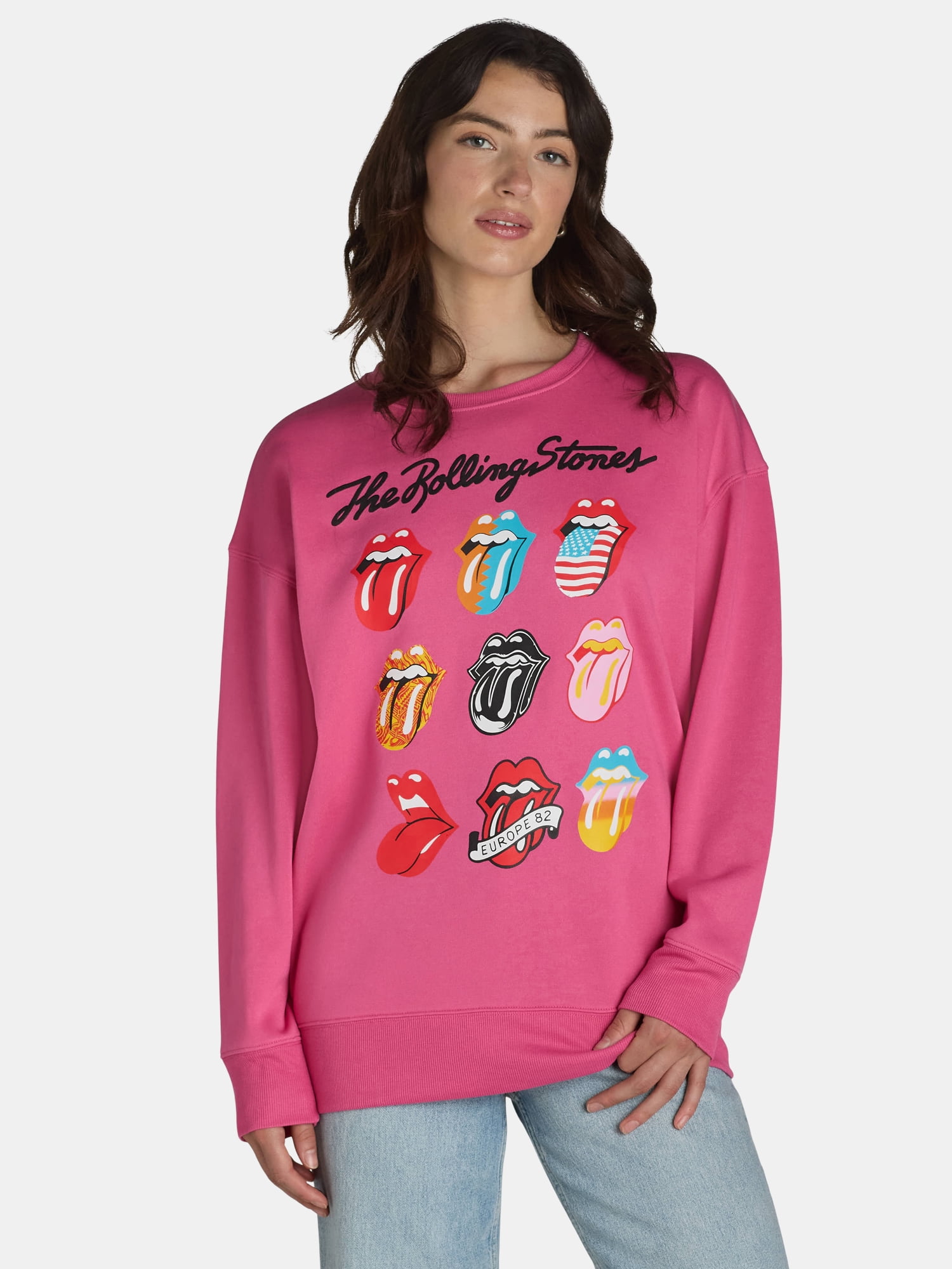 Time and Tru Women's Rolling Stones Graphic Pullover Sweatshirt, Sizes ...