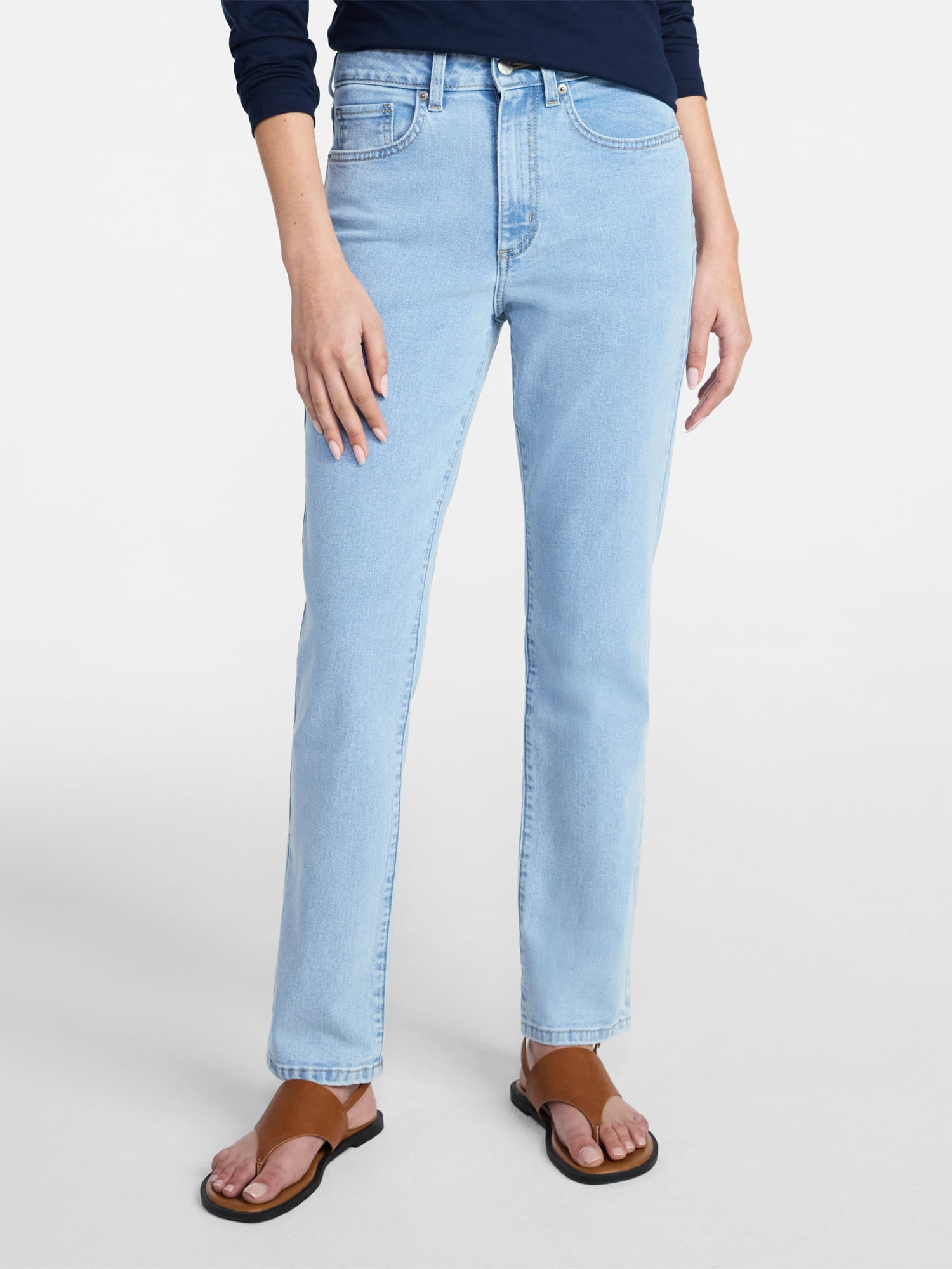 Time and Tru Women's High Rise Curvy Straight Leg Jeans, 29" Inseam ...