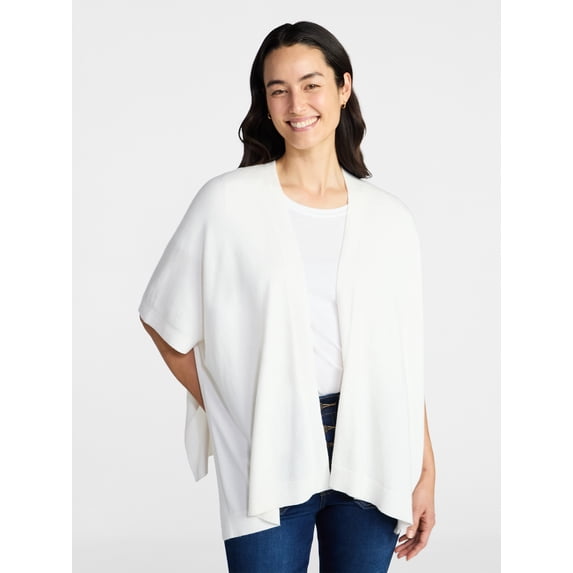 Time and Tru Women's and Women’s Plus Open Front Knit Wrap. Lightweight ...