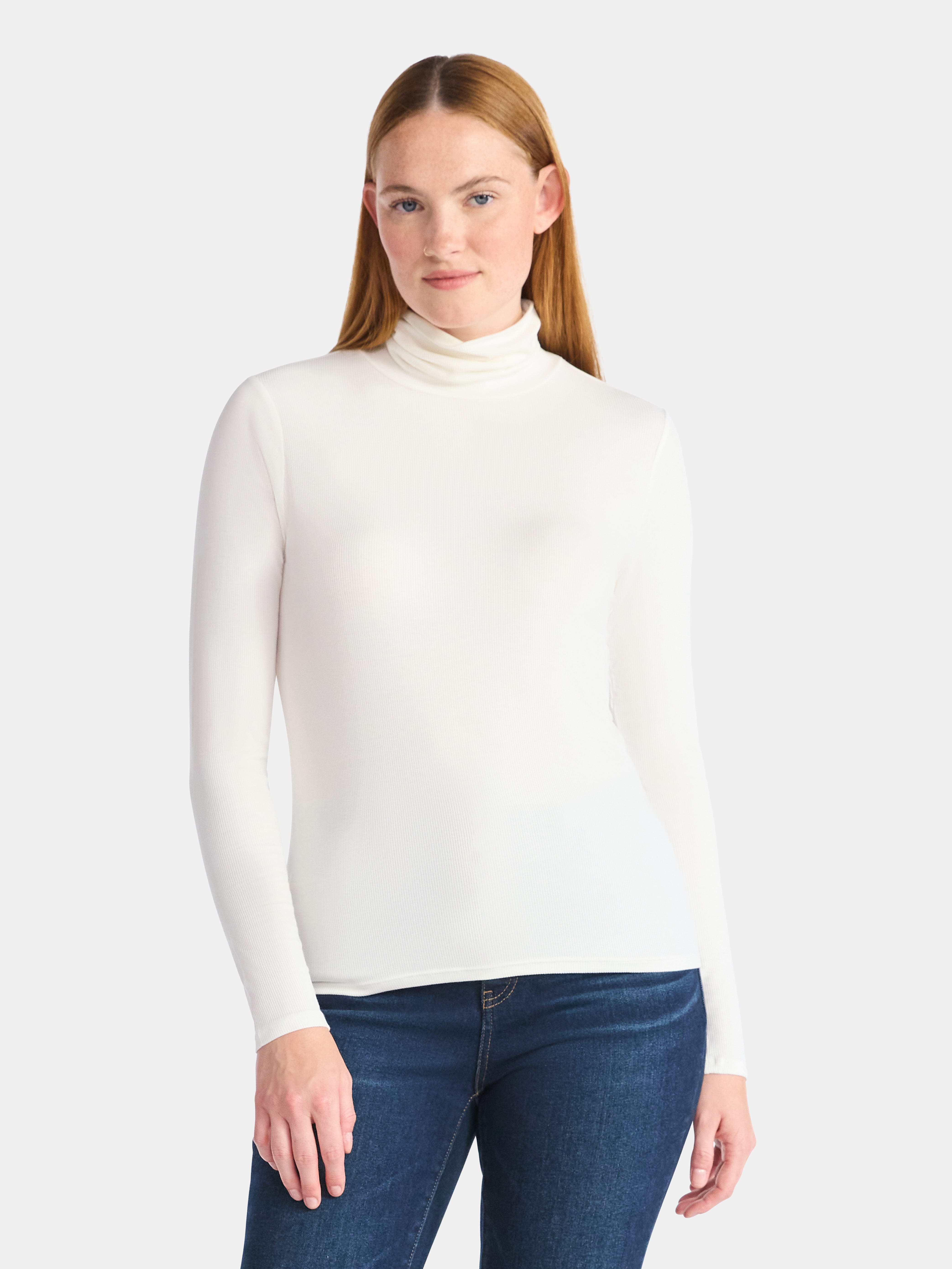 Time and Tru Women's Ribbed Turtleneck with Long Sleeves, Sizes XS-XXXL ...