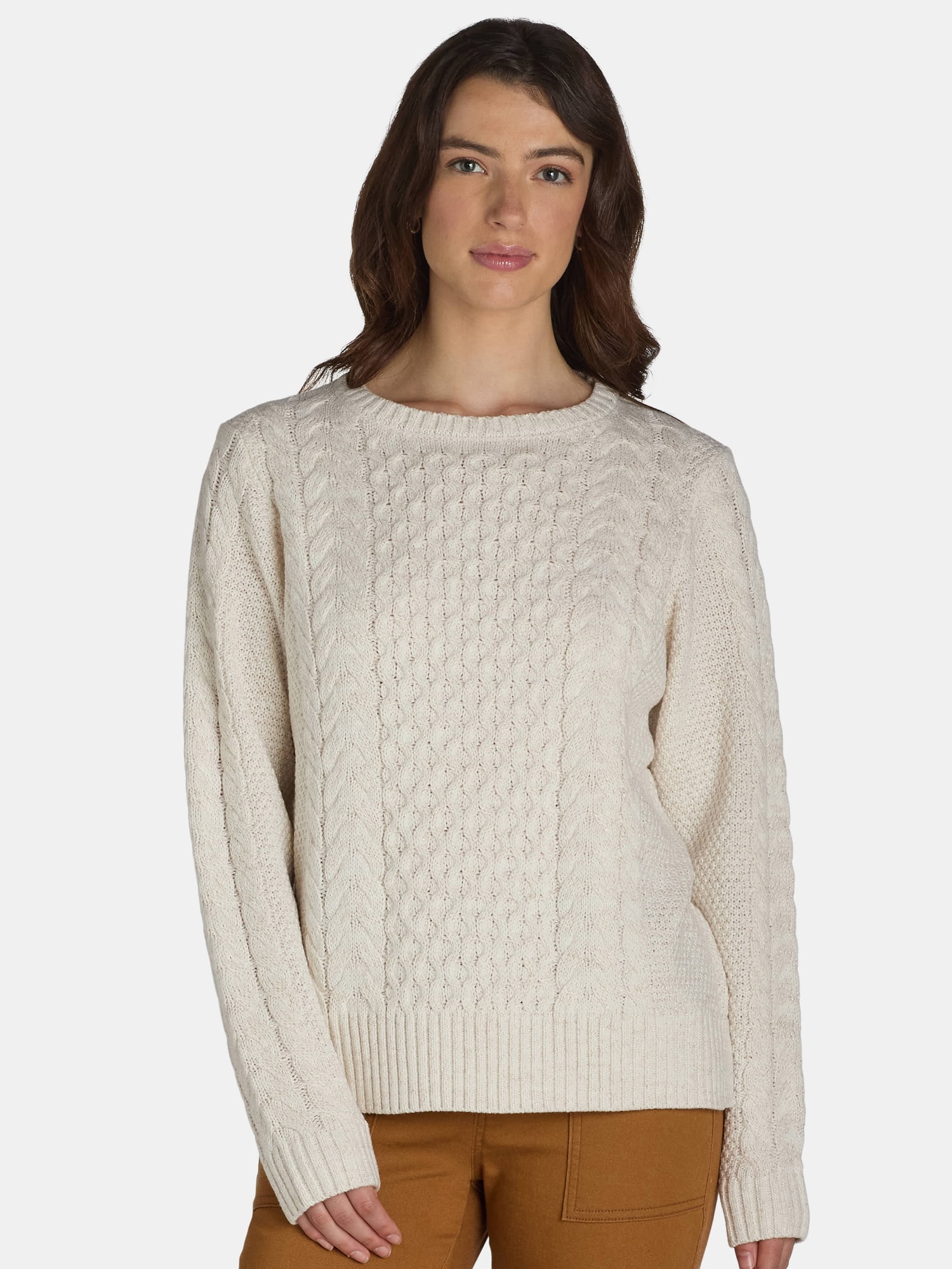 Time and Tru Women's Lurex Sweater with Long Sleeves, Midweight, Sizes ...