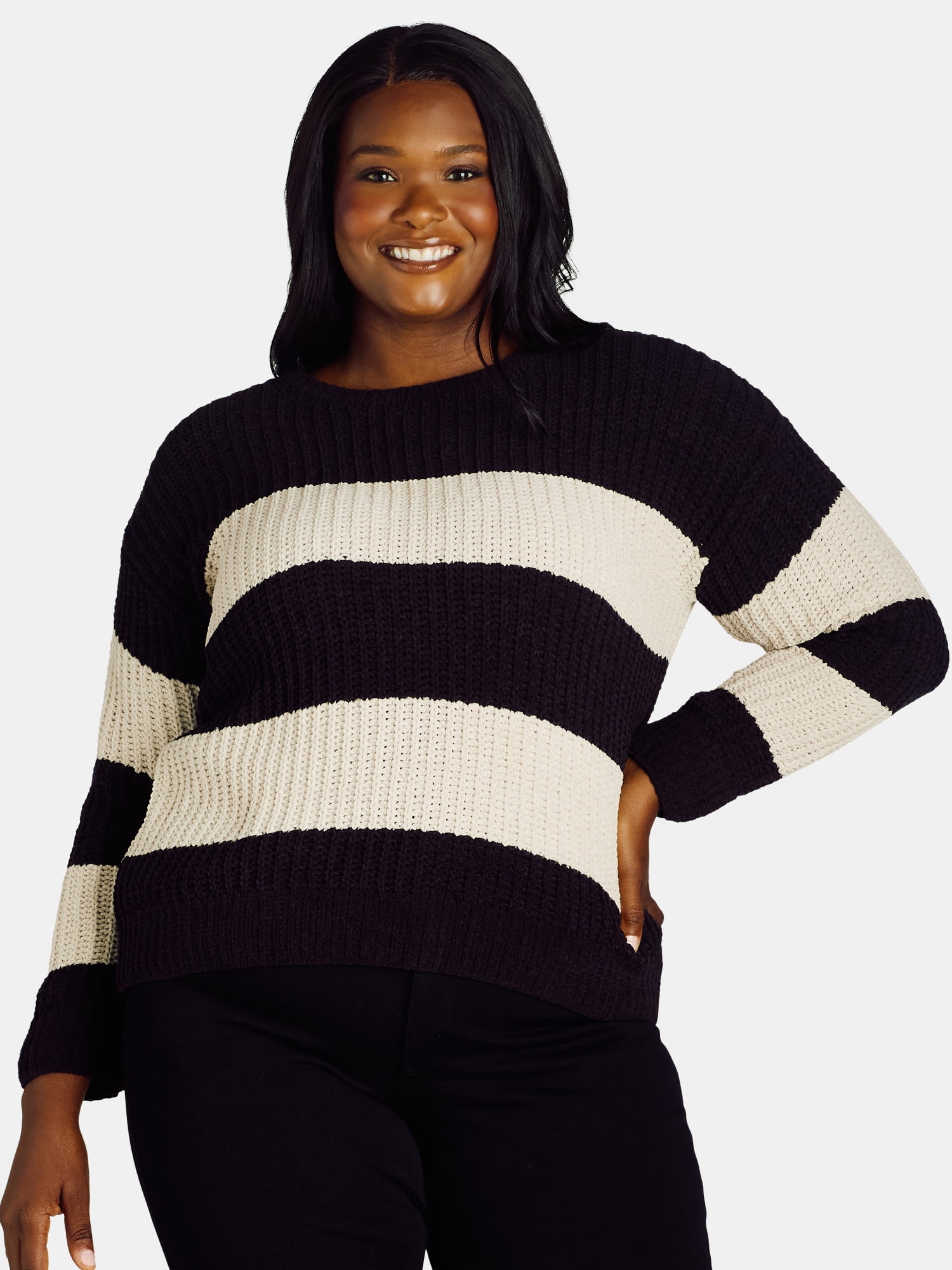 Time and Tru Women's and Women's Plus Matte Chenille Sweater, Midweight ...