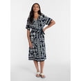 Time and Tru Women’s Border Print Linen Blend Midi Dress, Sizes XS-XXXL ...