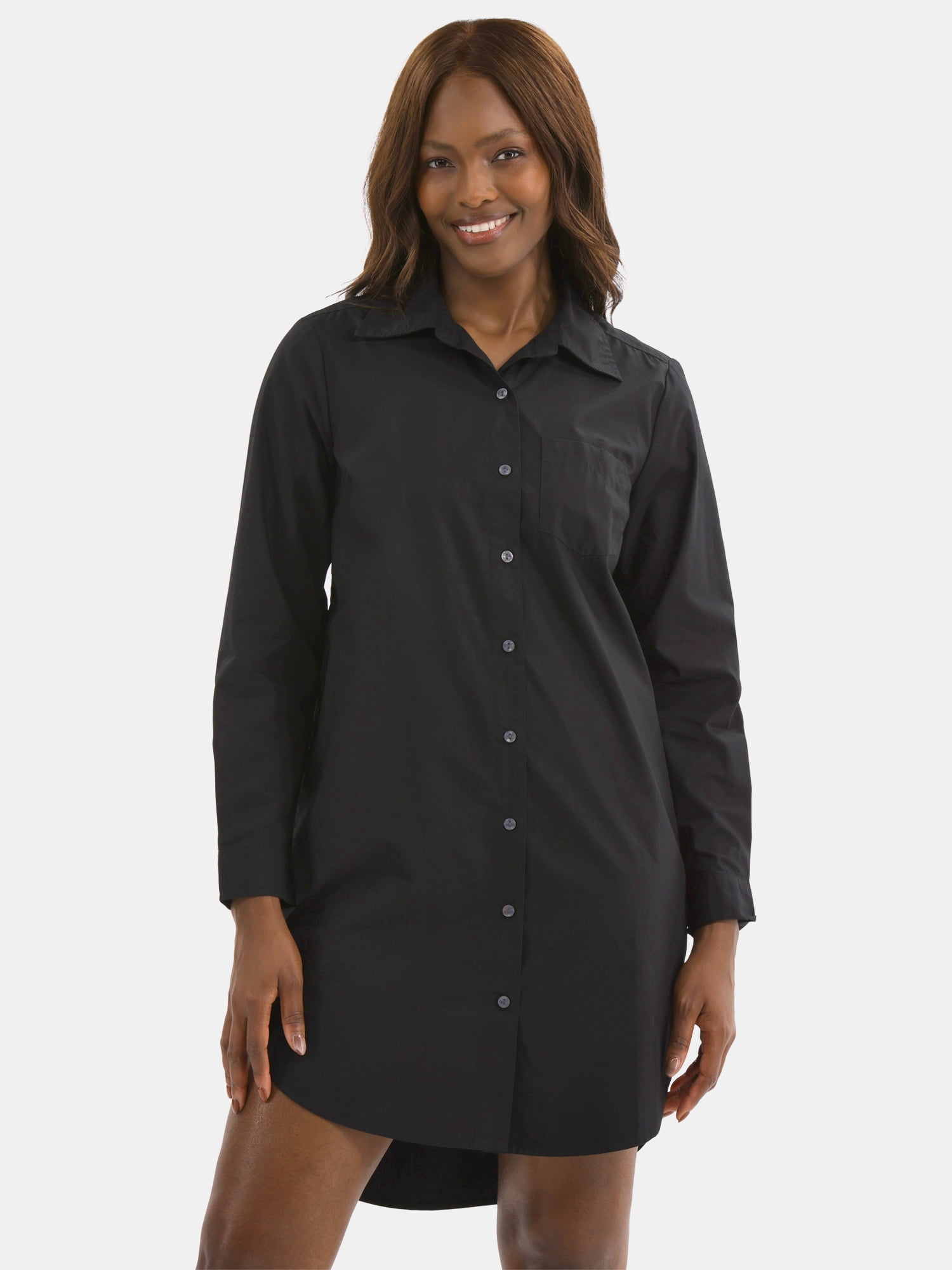 Time and Tru Women's Poplin Mini Shirt Dress, Sizes XS-3XL - Walmart.com