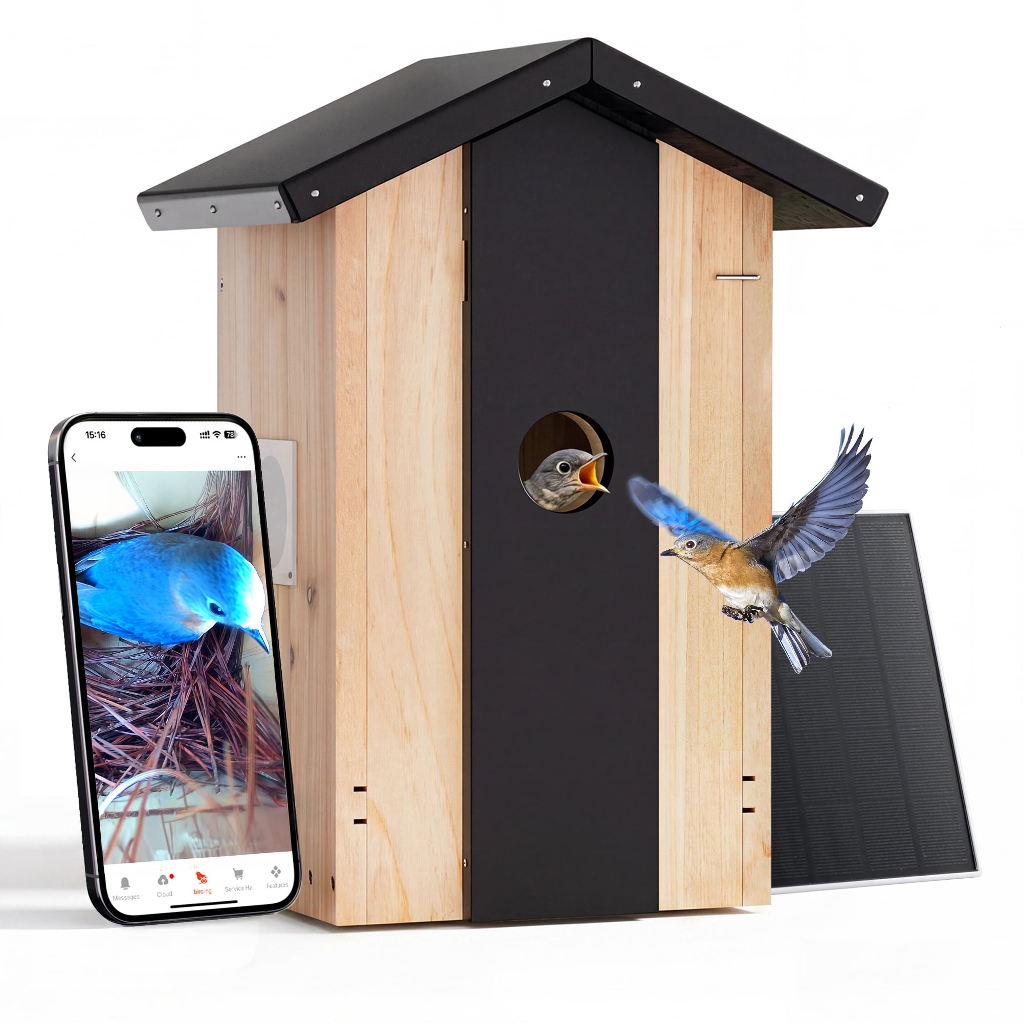TT Nature Smart Bird House with Camera Solar-Powered,Perfect Viewing ...