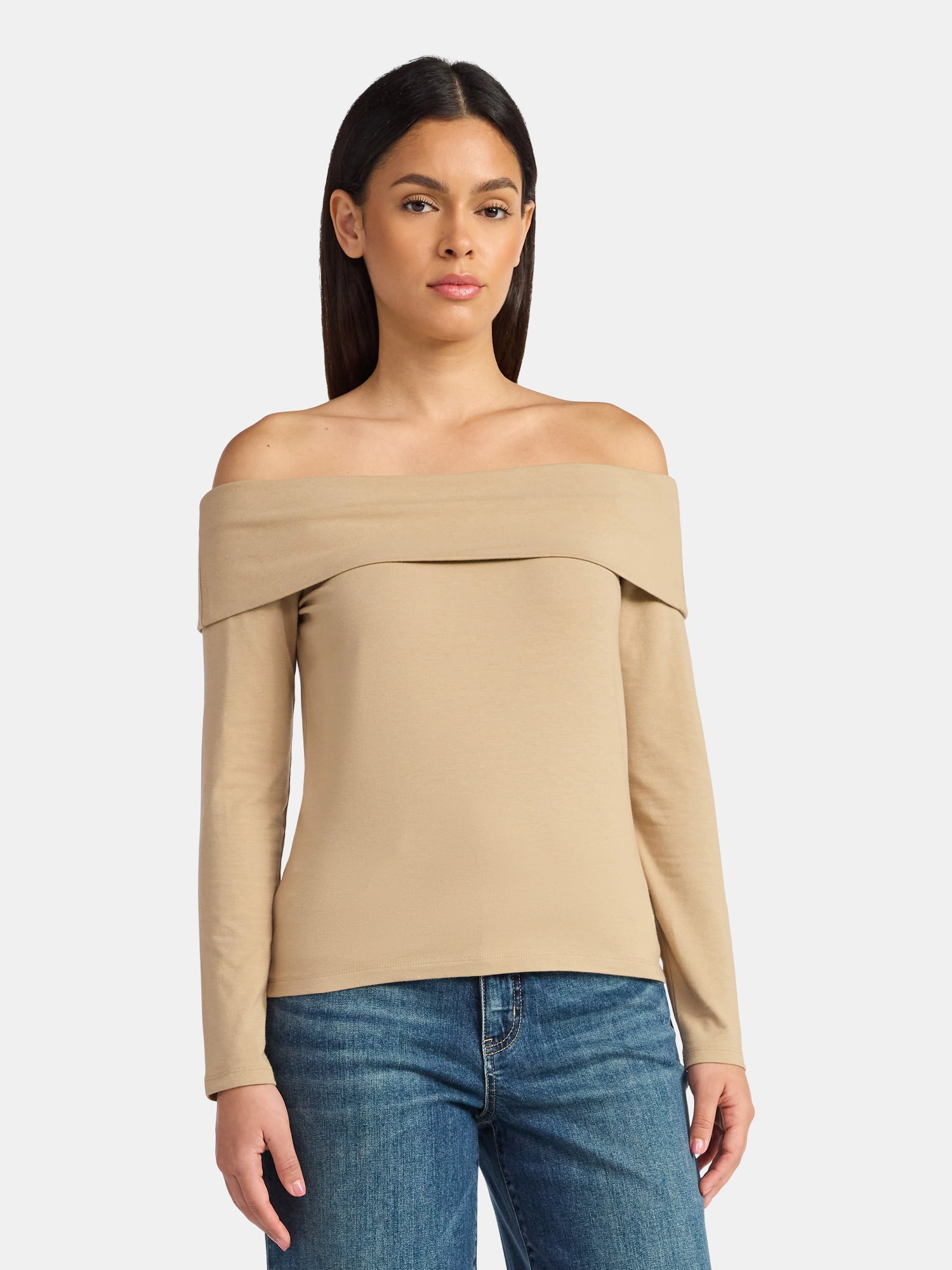 Time and Tru Off the Shoulder Top, Sizes XS-XXXL - Walmart.com