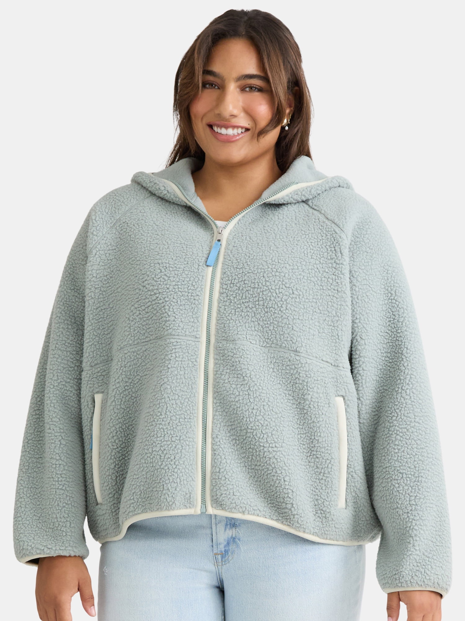 Time and Tru Women's and Women's Plus Fleece Zip Hoodie, Sizes XS-3X ...
