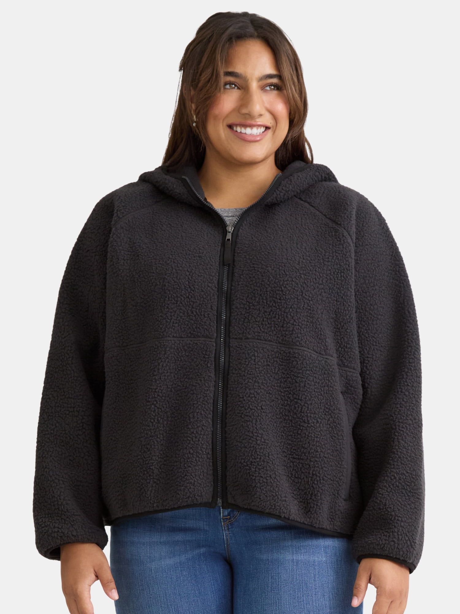 Time and Tru Women's and Women's Plus Fleece Zip Hoodie, Sizes XS-3X ...