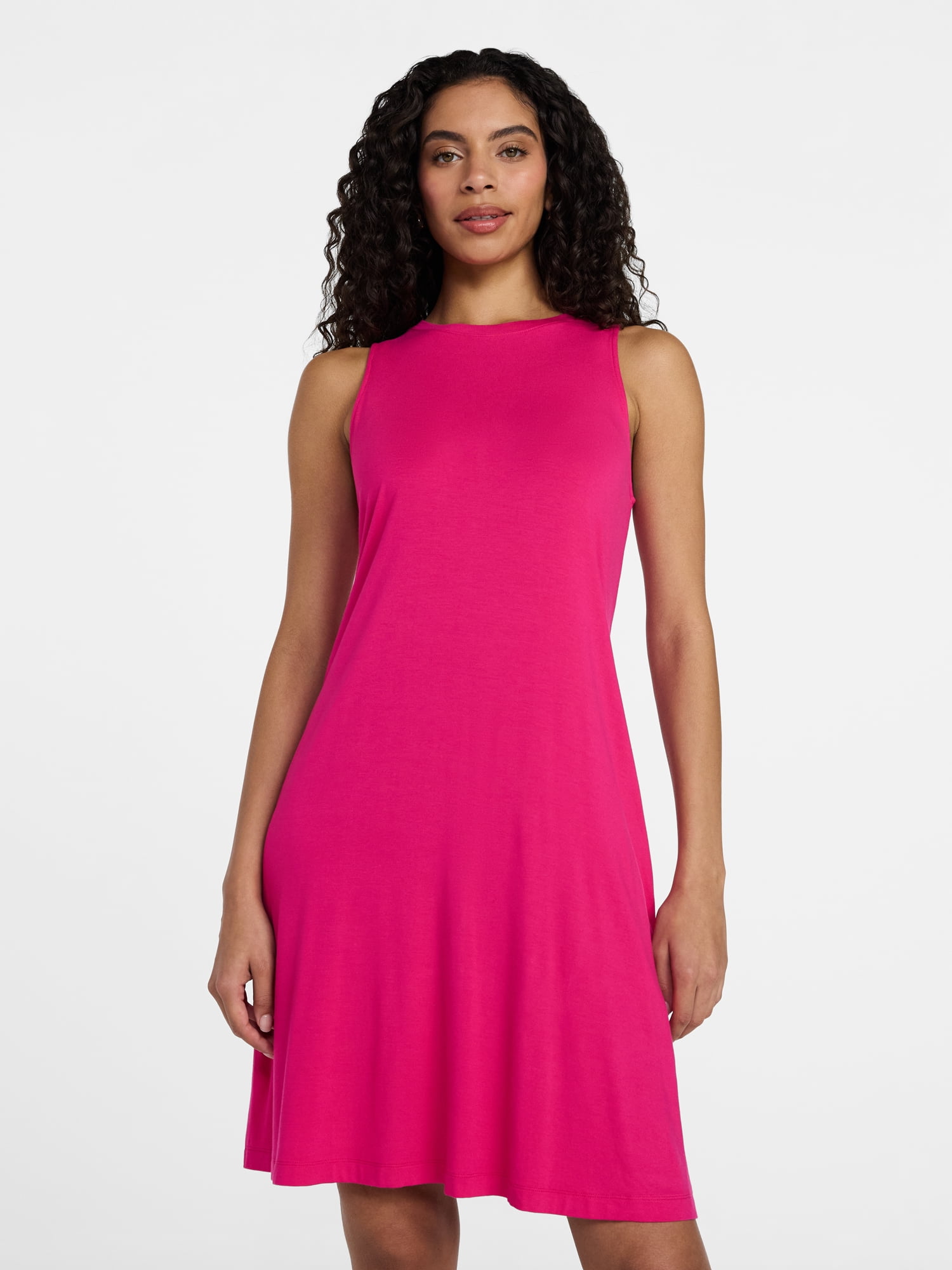 Time and Tru Women’s Sleeveless Knit Swing Dress, Sizes XS-XXXL ...