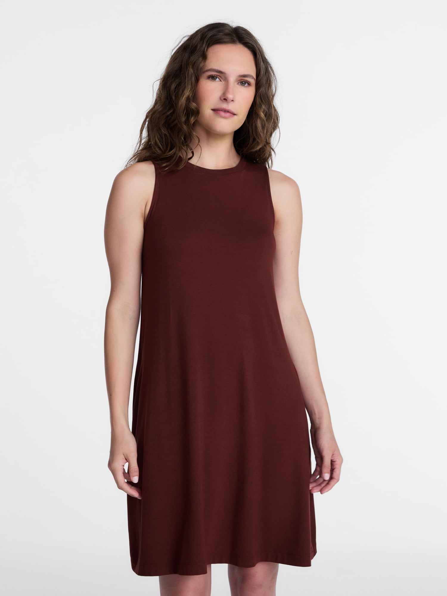 Time and Tru Women's Sleeveless Knit Swing Dress, Sizes XS-XXXL ...