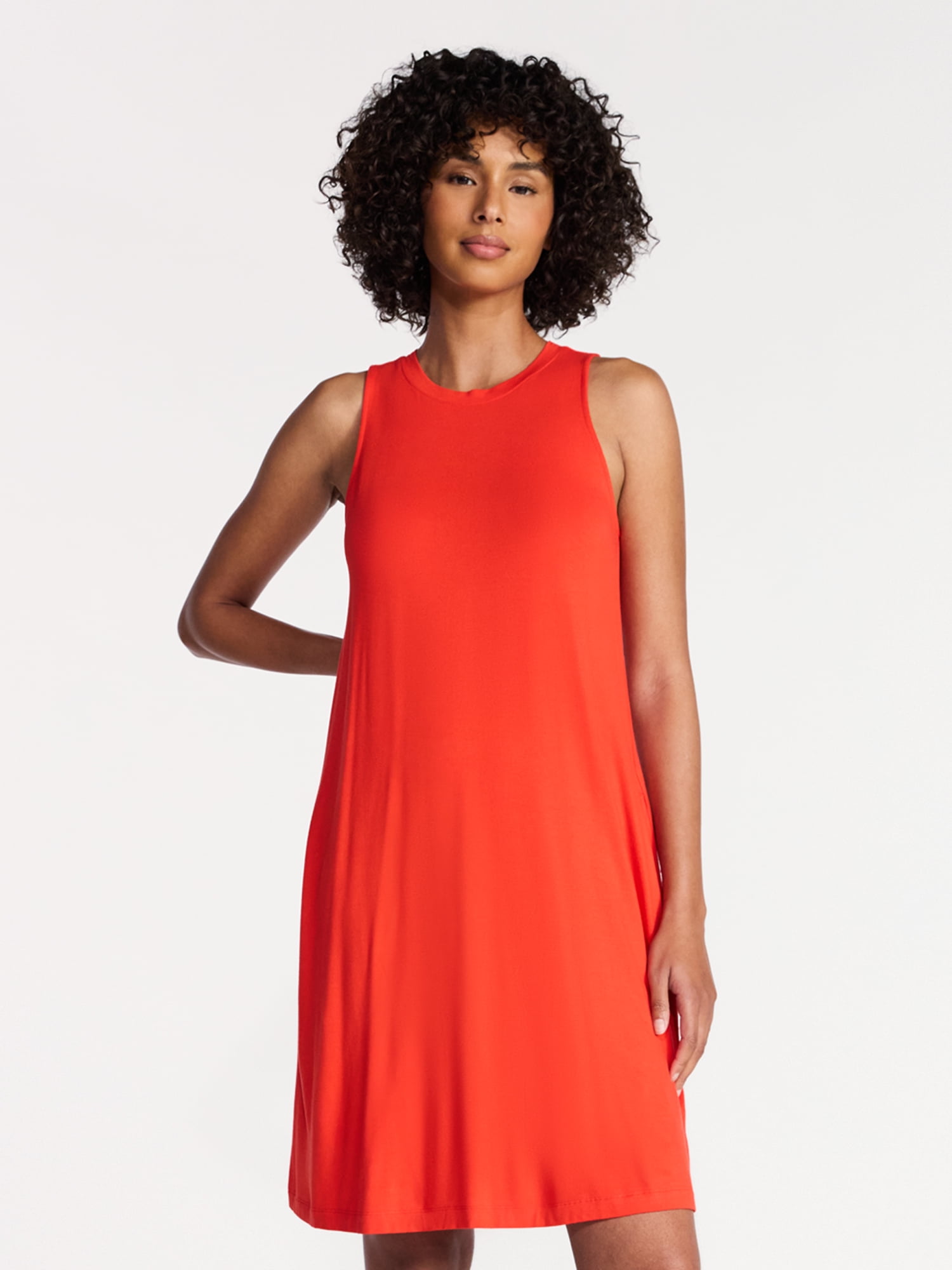Time and Tru Women’s Sleeveless Knit Swing Dress, Sizes XS-XXXL ...