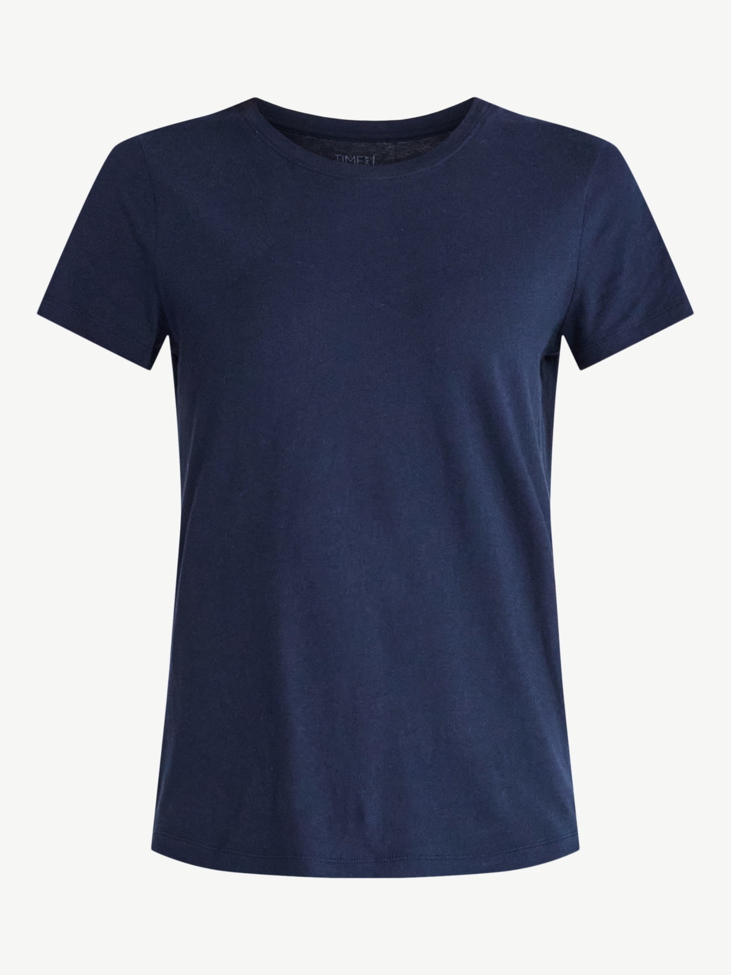 Time and Tru Women's Cotton Crewneck Tee with Short Sleeves, Sizes XS ...