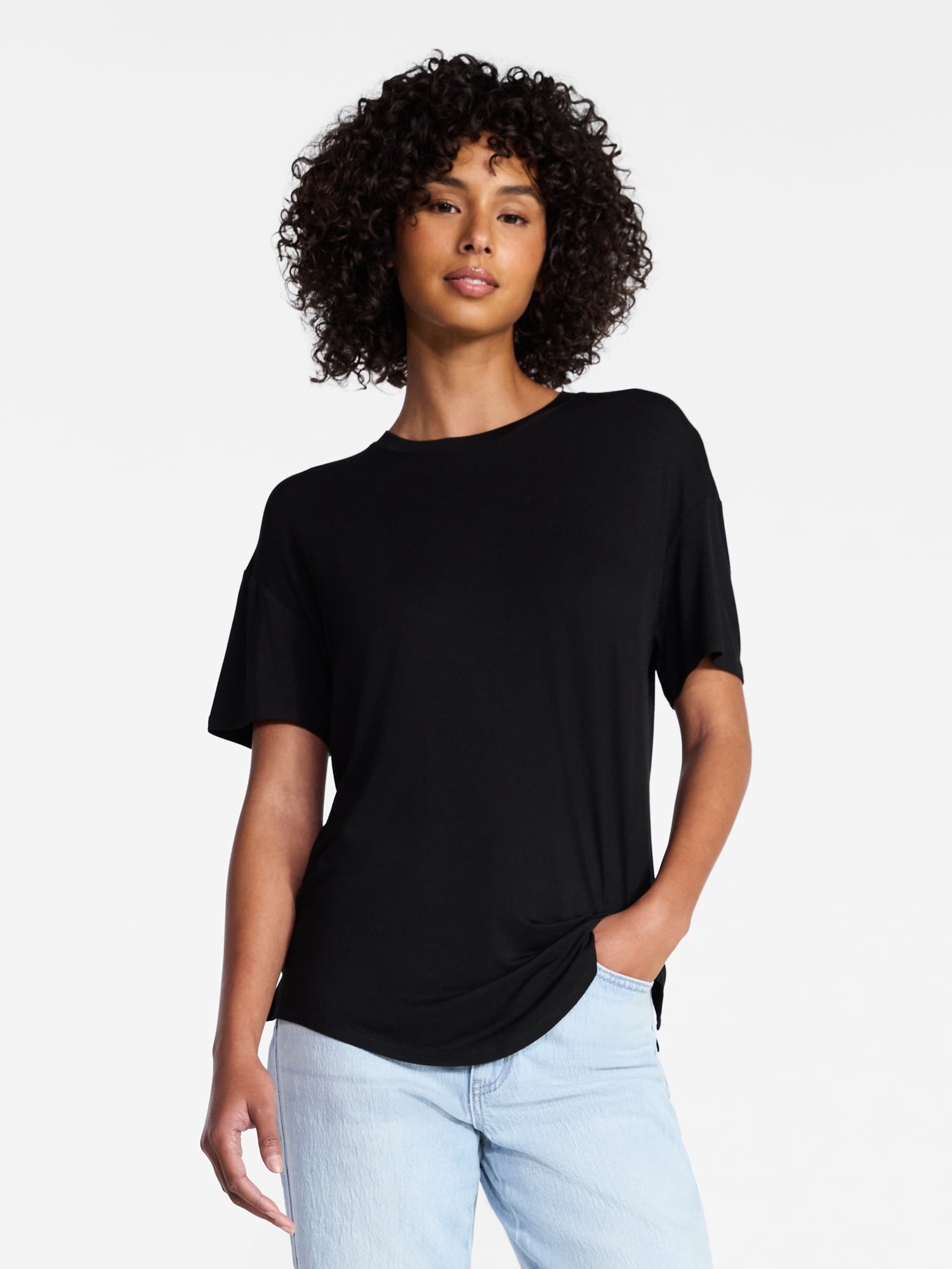 Time and Tru Women's Tunic Tee with Short Sleeves, Sizes XS-XXXL ...