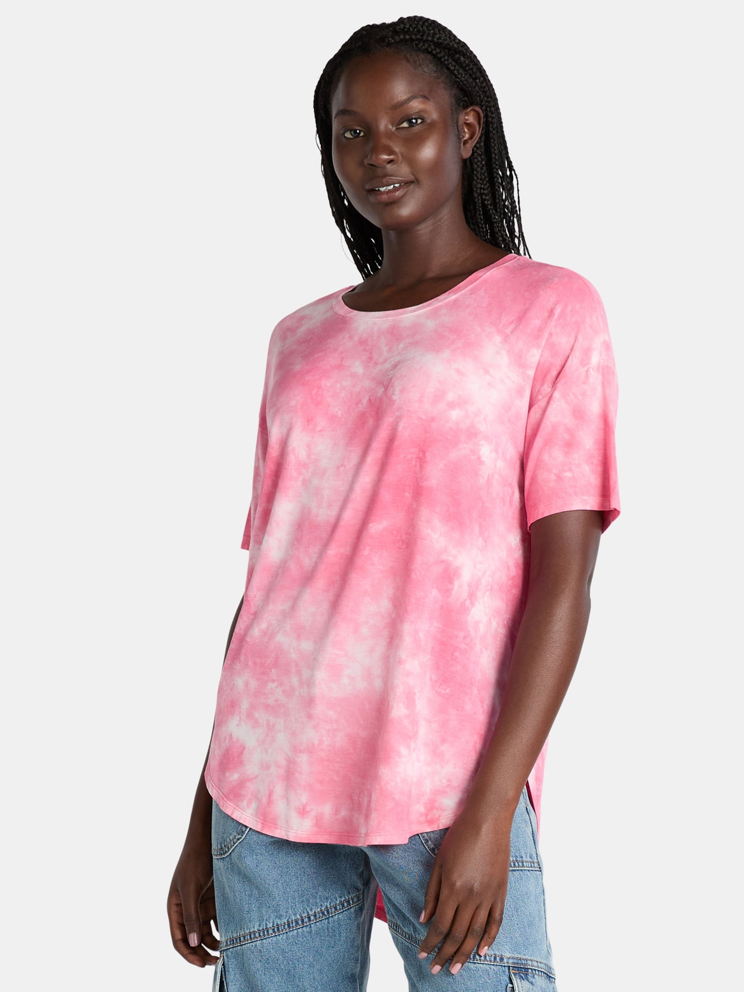 Time and Tru Short Sleeve Tunic Tee - Walmart.com