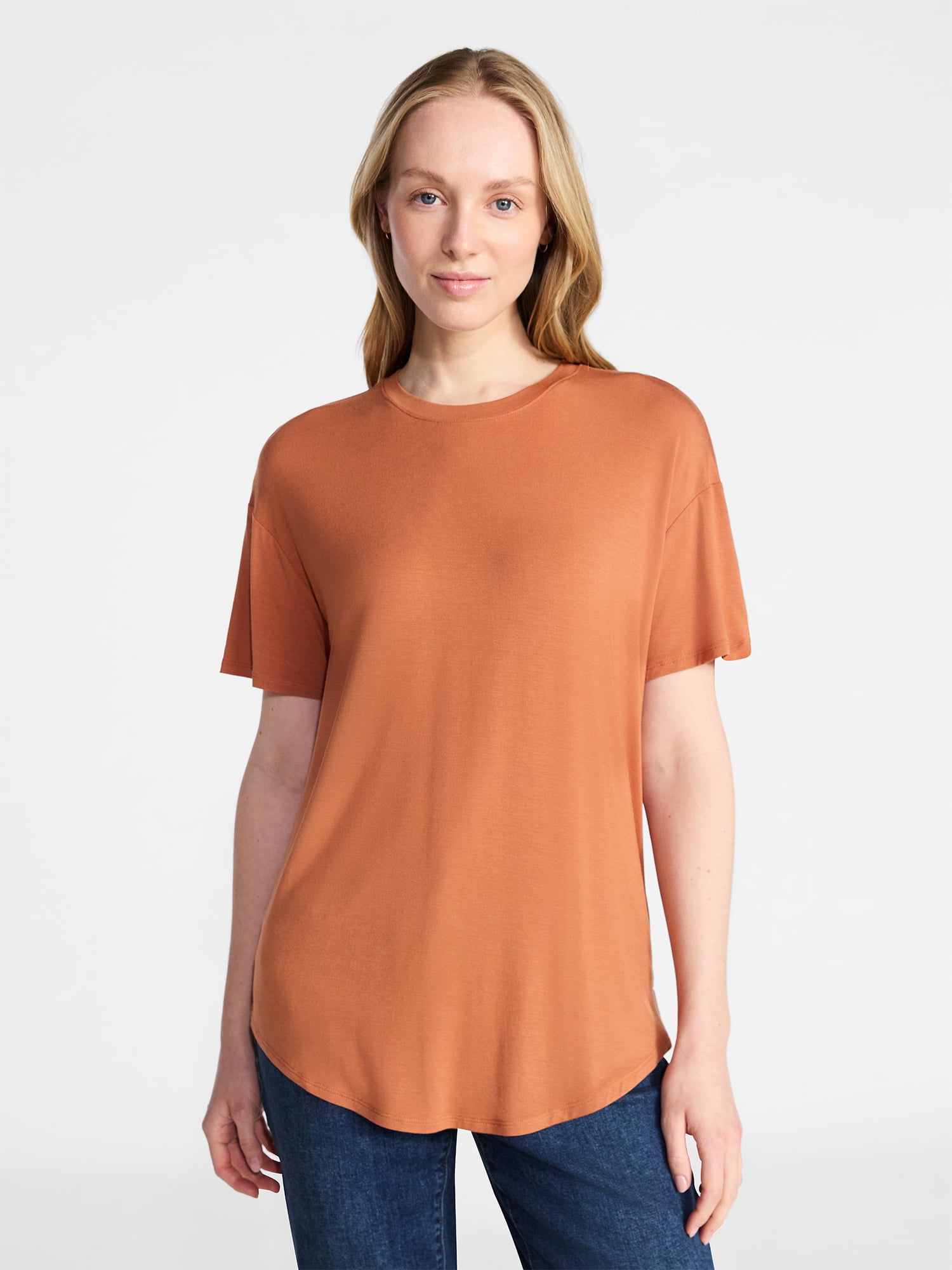 Time and Tru Women's Tunic Tee with Short Sleeves, Sizes XS-XXXL ...