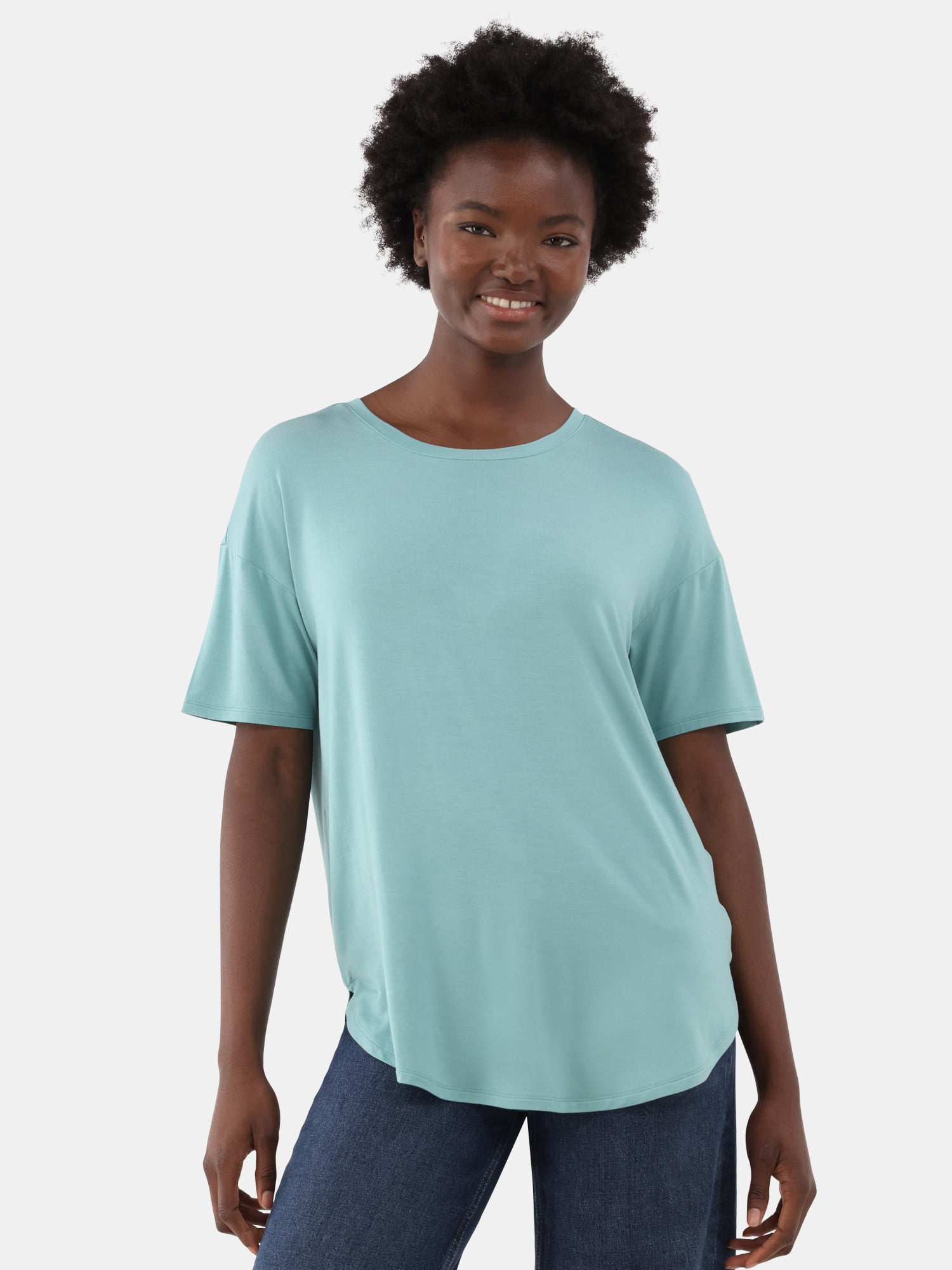 Time and Tru Short Sleeve Crew Neck Tunic Tee, Sizes XS-XXXL - Walmart.com