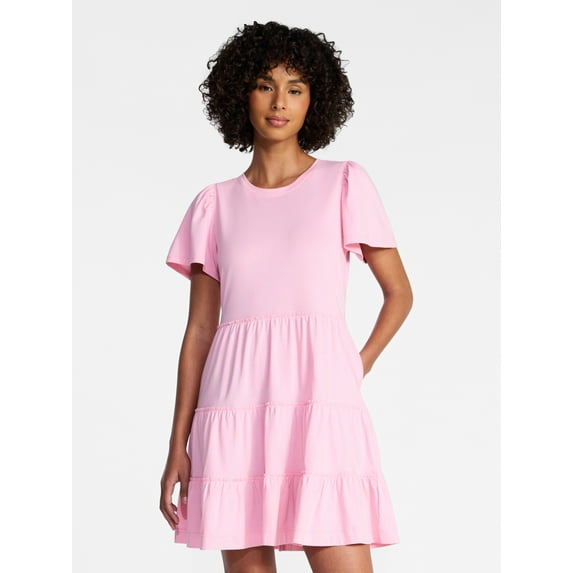 Time and Tru Women's and Women’s Plus Cotton Swing Dress with Short ...