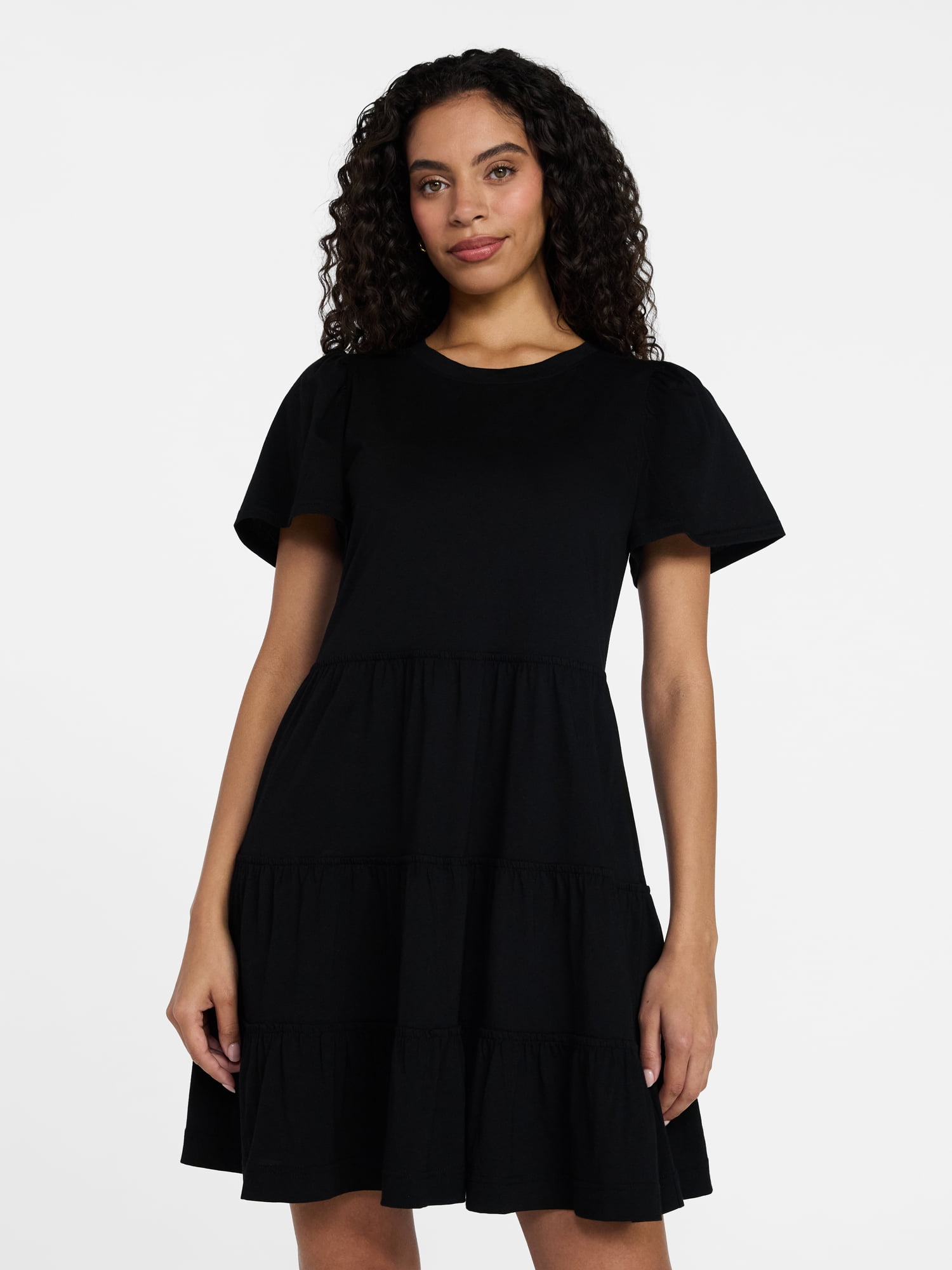 Time and Tru Women's and Women’s Plus Cotton Swing Dress with Short ...