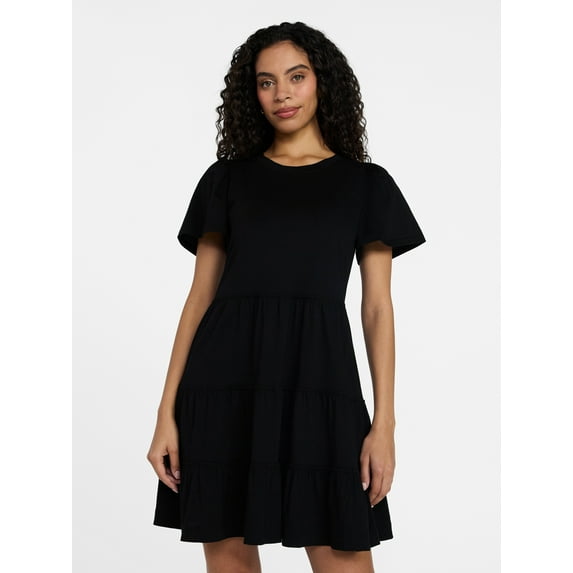 Time and Tru Women's and Women’s Plus Cotton Swing Dress with Short ...