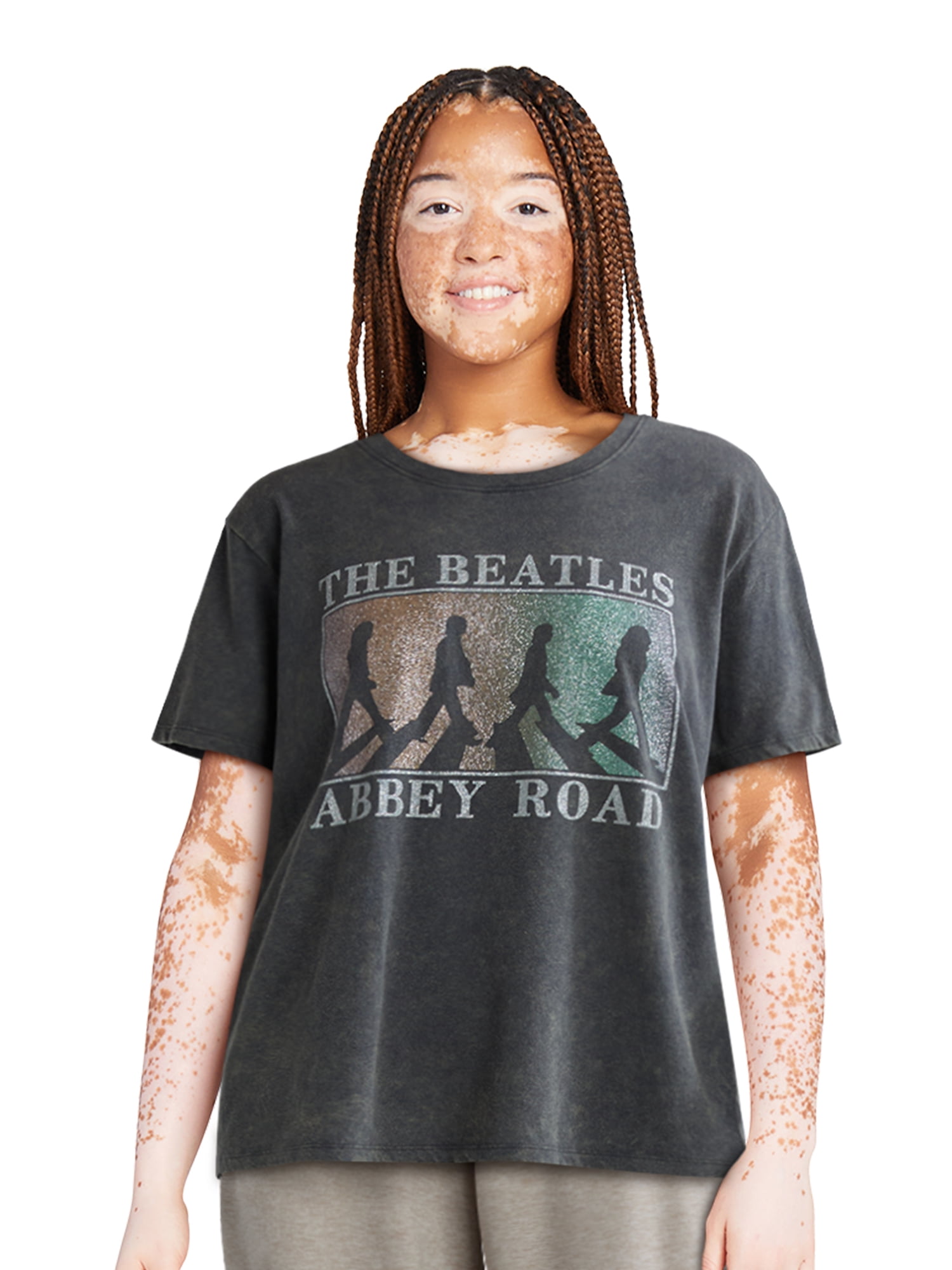 Time and Tru Women’s Beatles Abbey Road Graphic Band Tee with Short Sleeves, Sizes S-XXXL ...