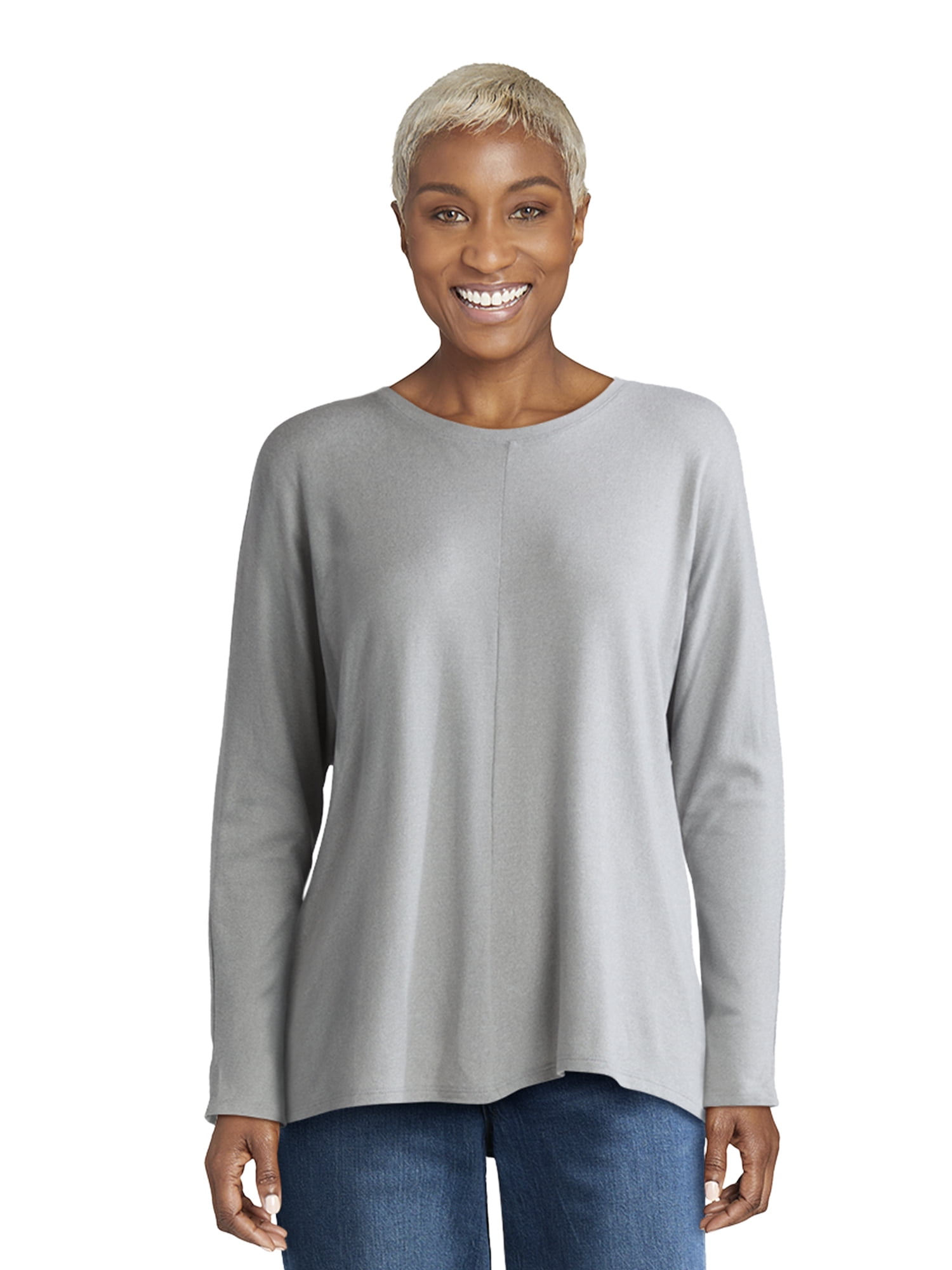 Time and Tru Women’s Hacci Knit Tunic Top with Long Sleeves, XS-XXXL ...