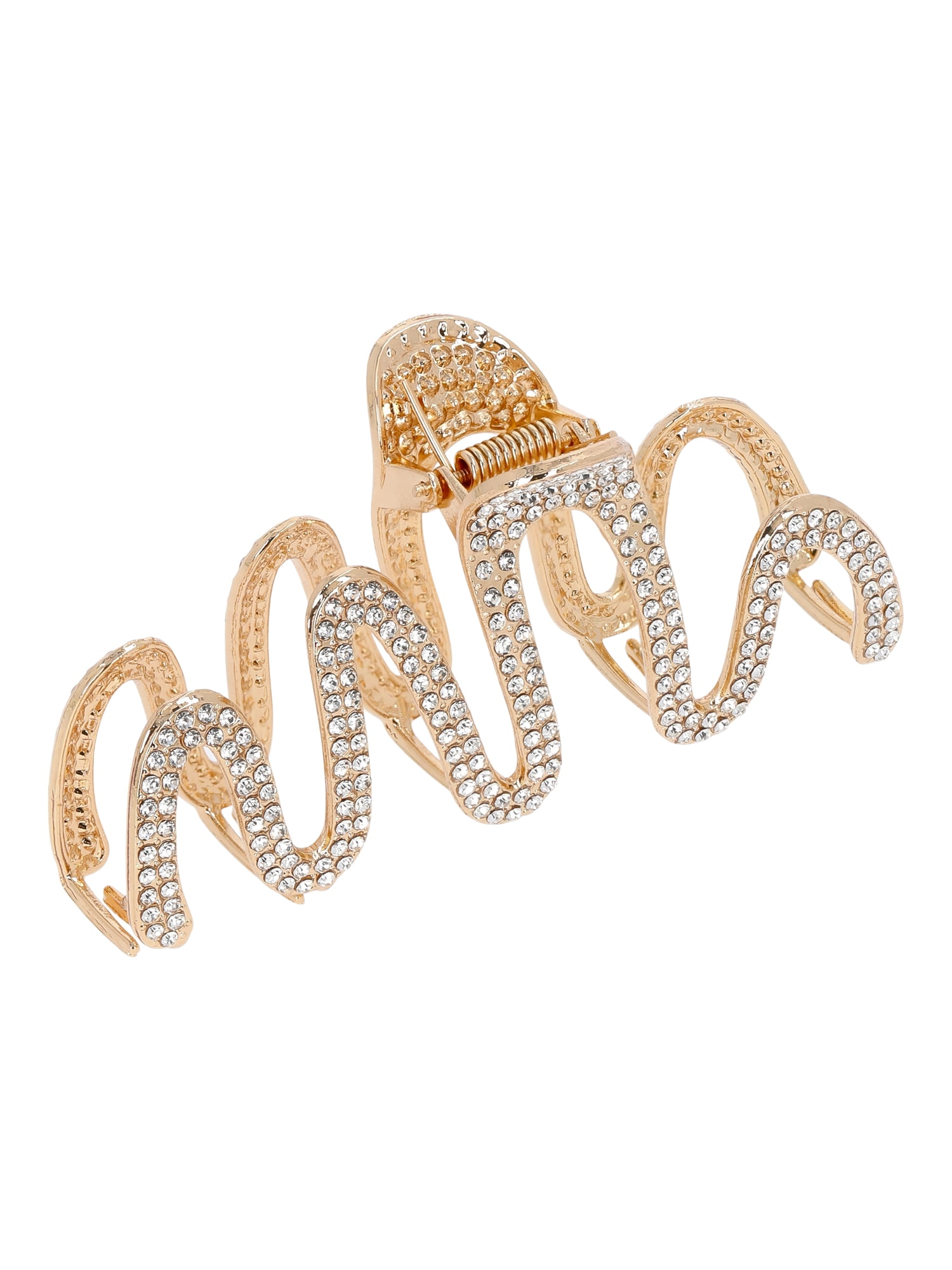 Time and Tru Women's Embellished Swirl Hair Claw Clip, Gold-Tone ...