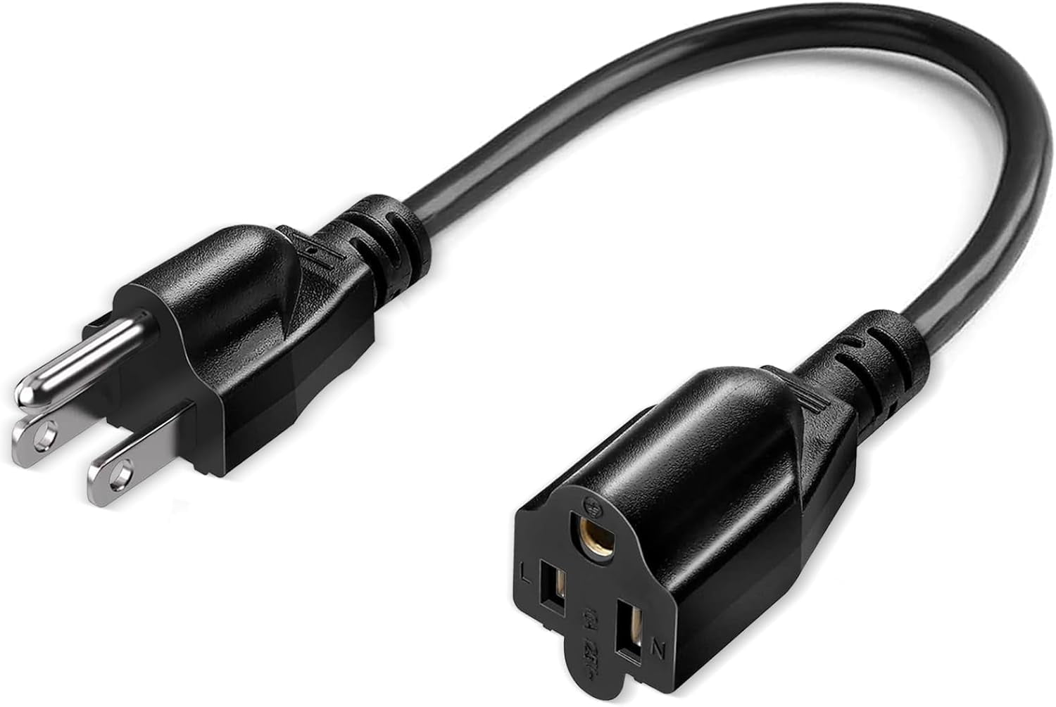 TT-Short Power Extension Cord, 3 Prong 3 Outlet Adapter USA 3Pin Male ...