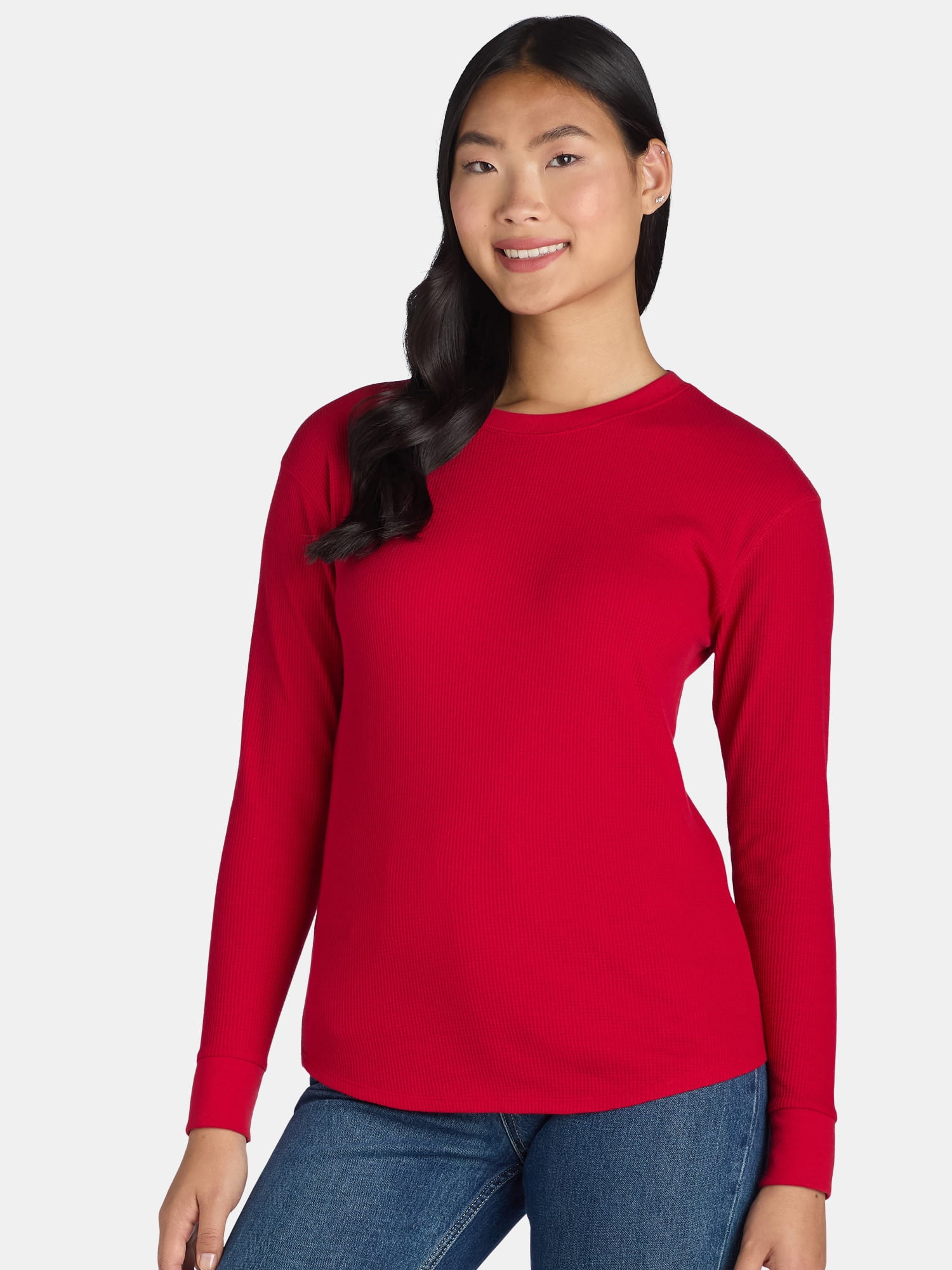 Time and Tru Women’s Essential Thermal T-Shirt with Long Sleeves, Sizes ...