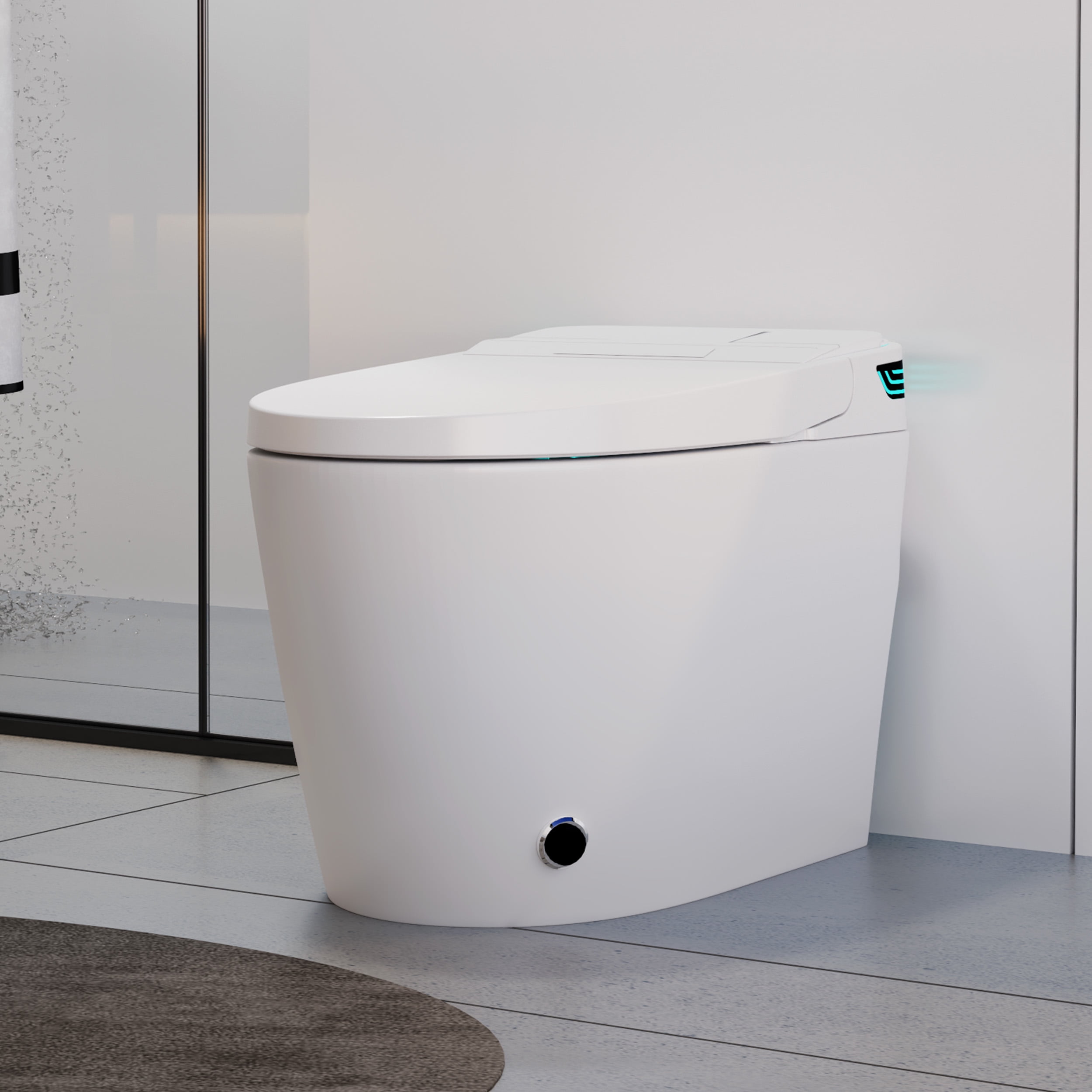 Fine Fixtures White Ceramic T004WH 12" Rough-in 1.25 GPF Tankless ...