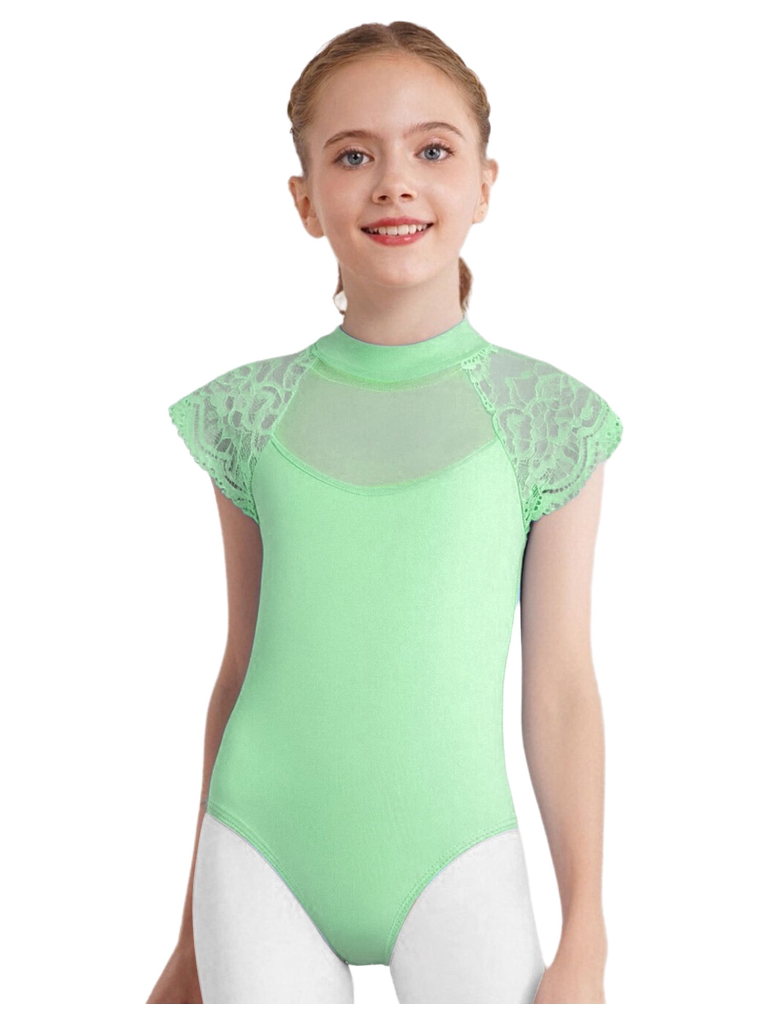 TTAO Ballet Leotards for Girls Dance Jersey Top Ballerina Floral Lace ...