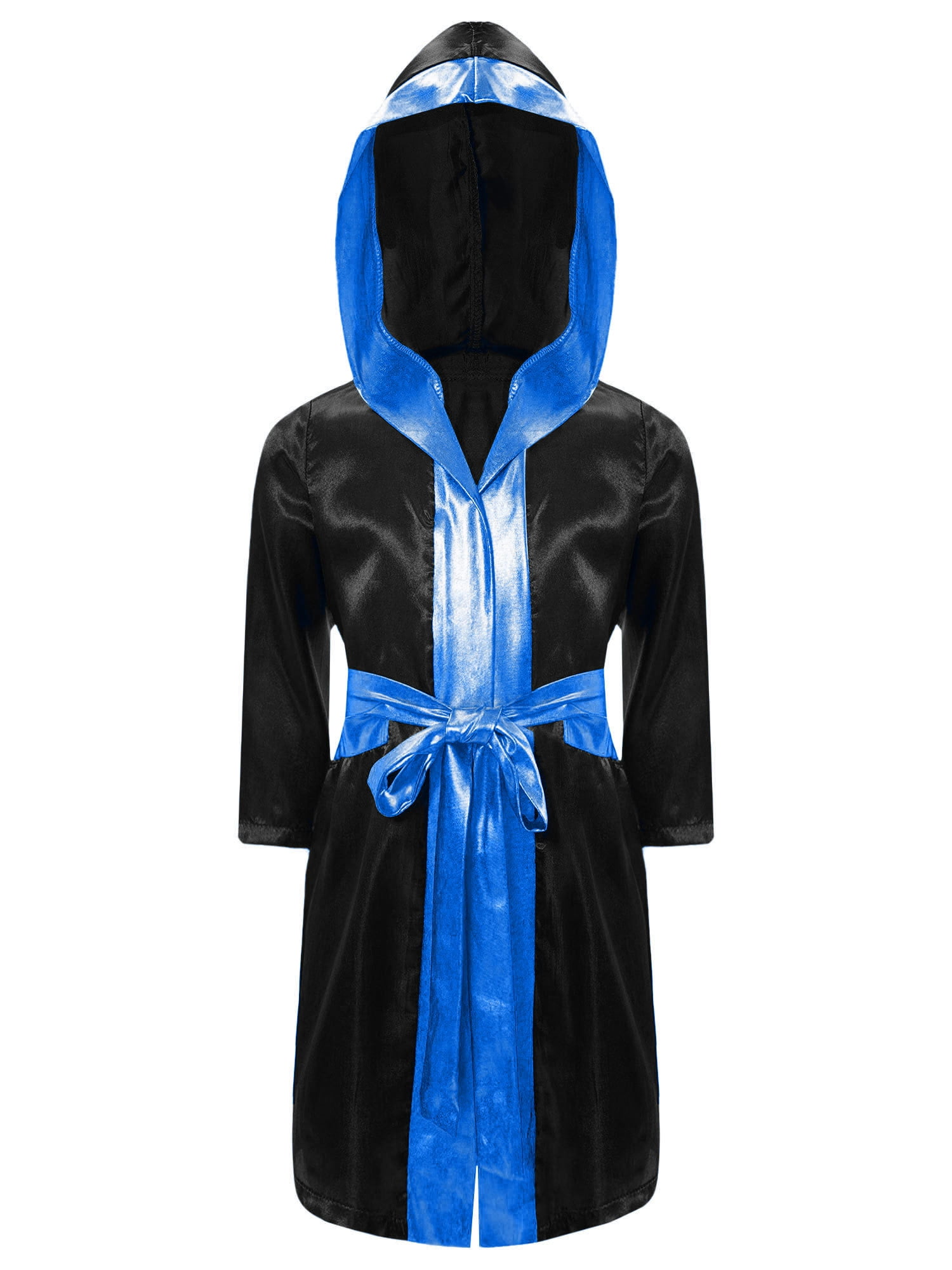 TTAO Boys Boxing Robe Long Sleeve Metallic Hooded Boxer Cloak with Belt ...