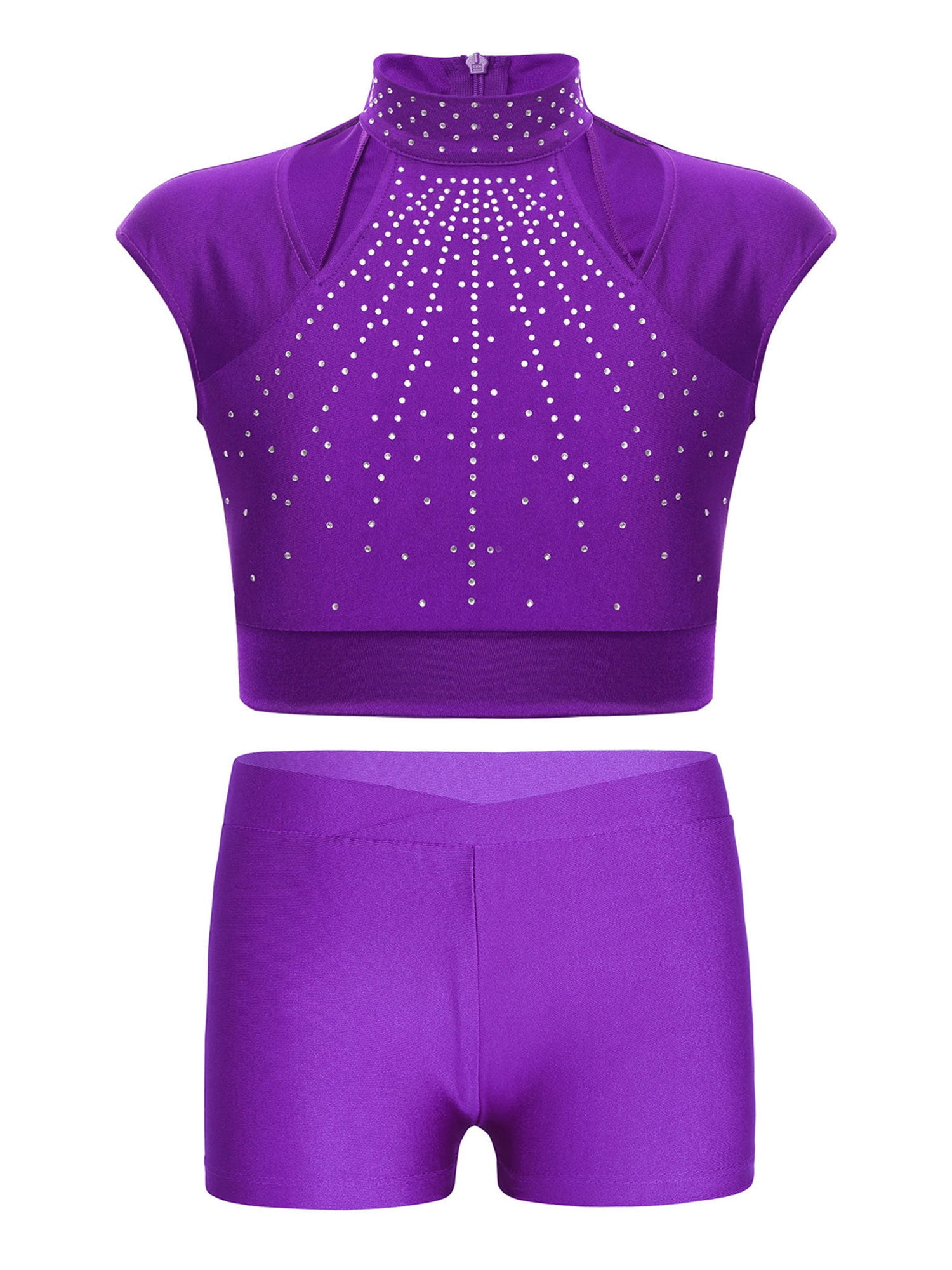 TTAO Girls 2 Piece Outfits Tracksuit Set Gymnastics Ballet Crop Top ...