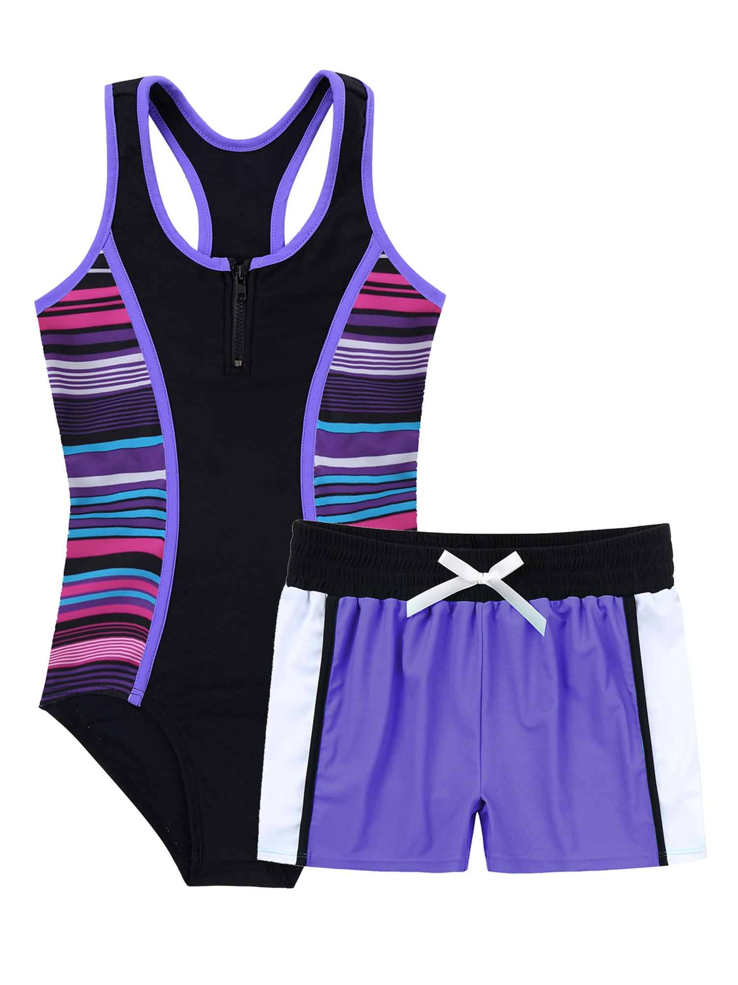 TTAO Girls 2PCS Tankini Swimsuit Beach Sports Swimwear Rash Guard One ...