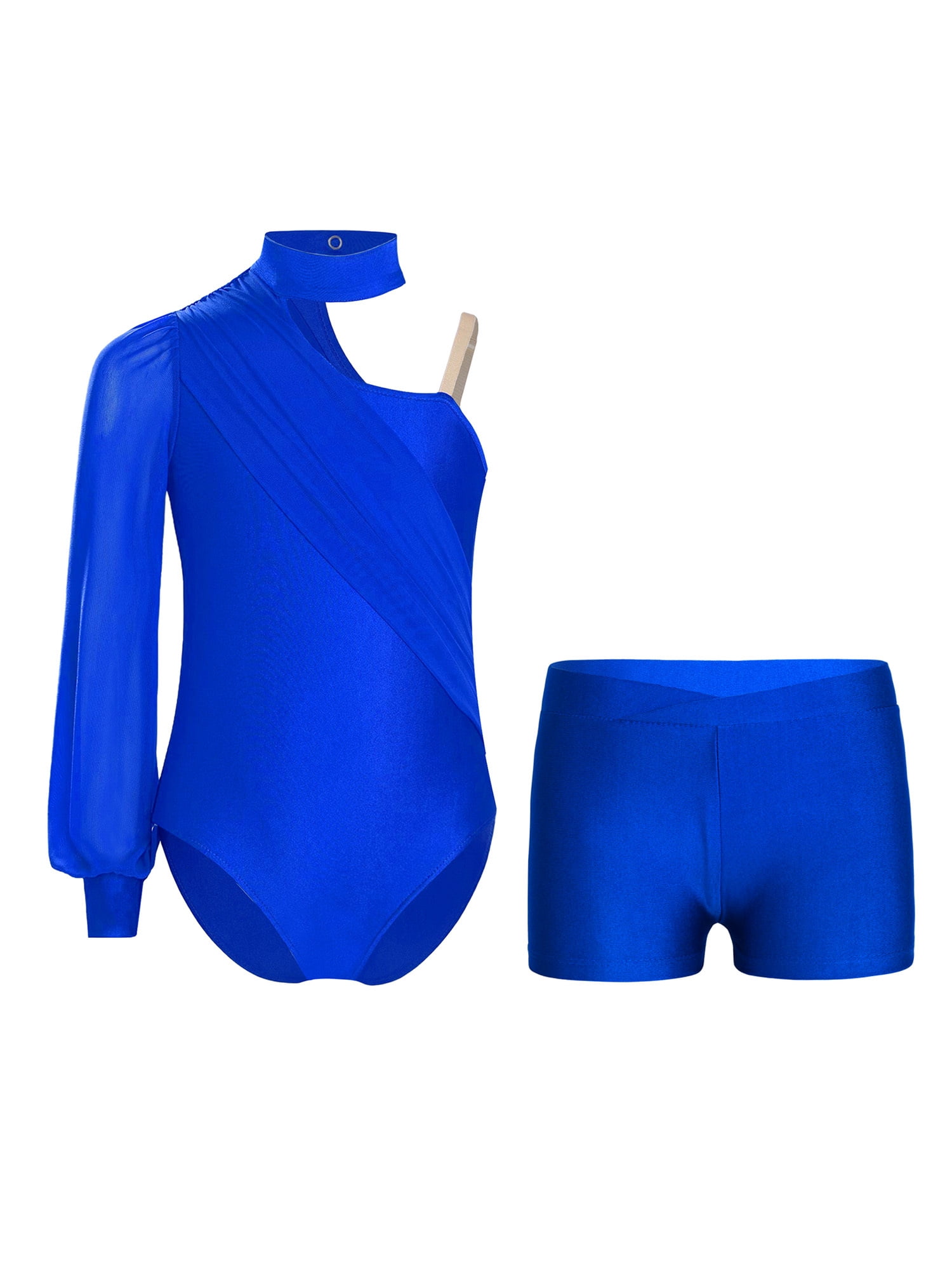 TTAO Girls Figure Skating Gymnastics Dance Outfit Kids One Shoulder ...