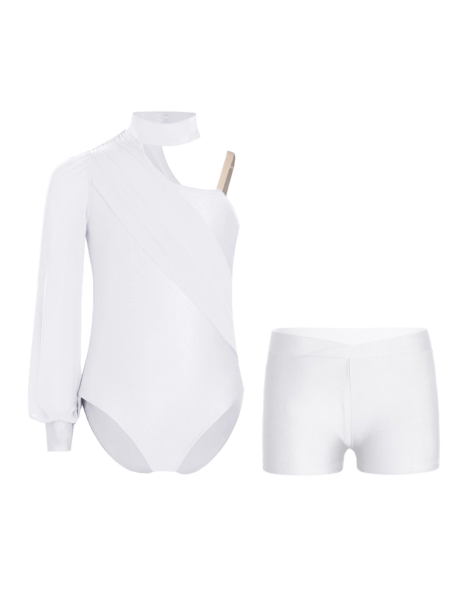 TTAO Girls Figure Skating Gymnastics Dance Outfit Kids One Shoulder ...