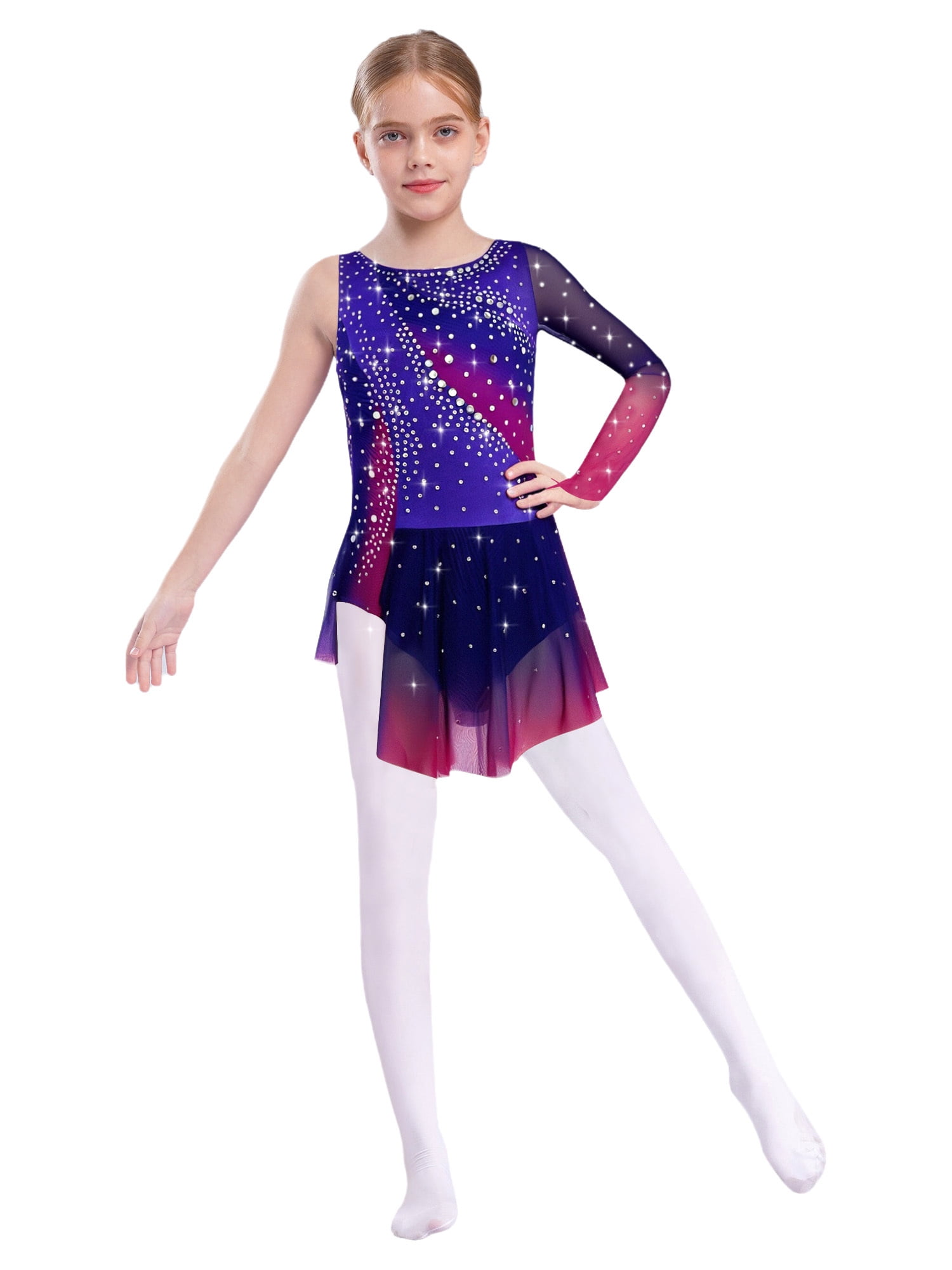 TTAO Girls Rhythmic Figure Skating Dress Ballet Dance Skirted Leotards Rhythmic Gymnastics ...