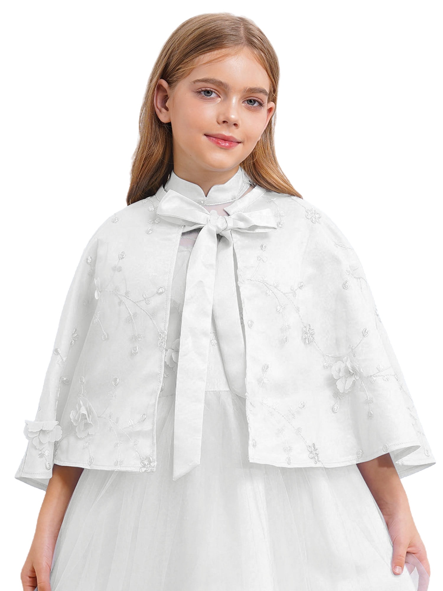 TTAO Girls Satin Shawl Princess Dress Wrap Capelets Flower Girl ...
