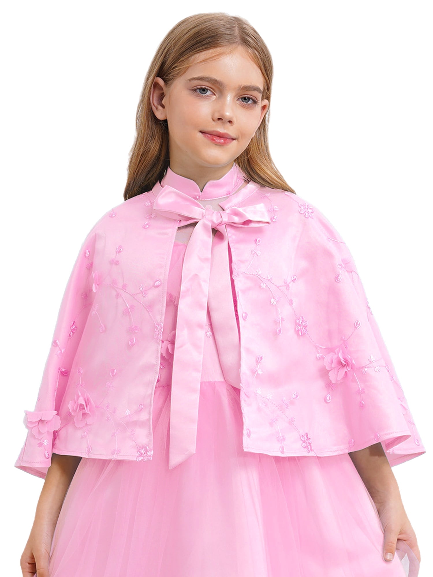 TTAO Girls Satin Shawl Princess Dress Wrap Capelets Flower Girl ...