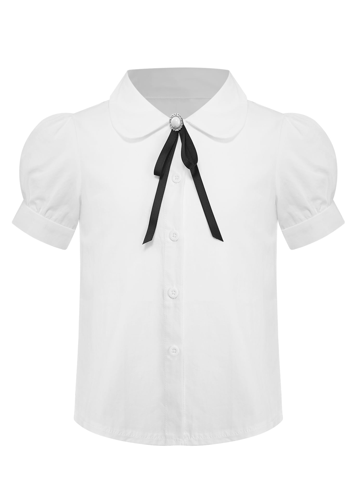 TTAO Girls White Shirts Top Puff Sleeve School Uniform Dress Shirt for ...