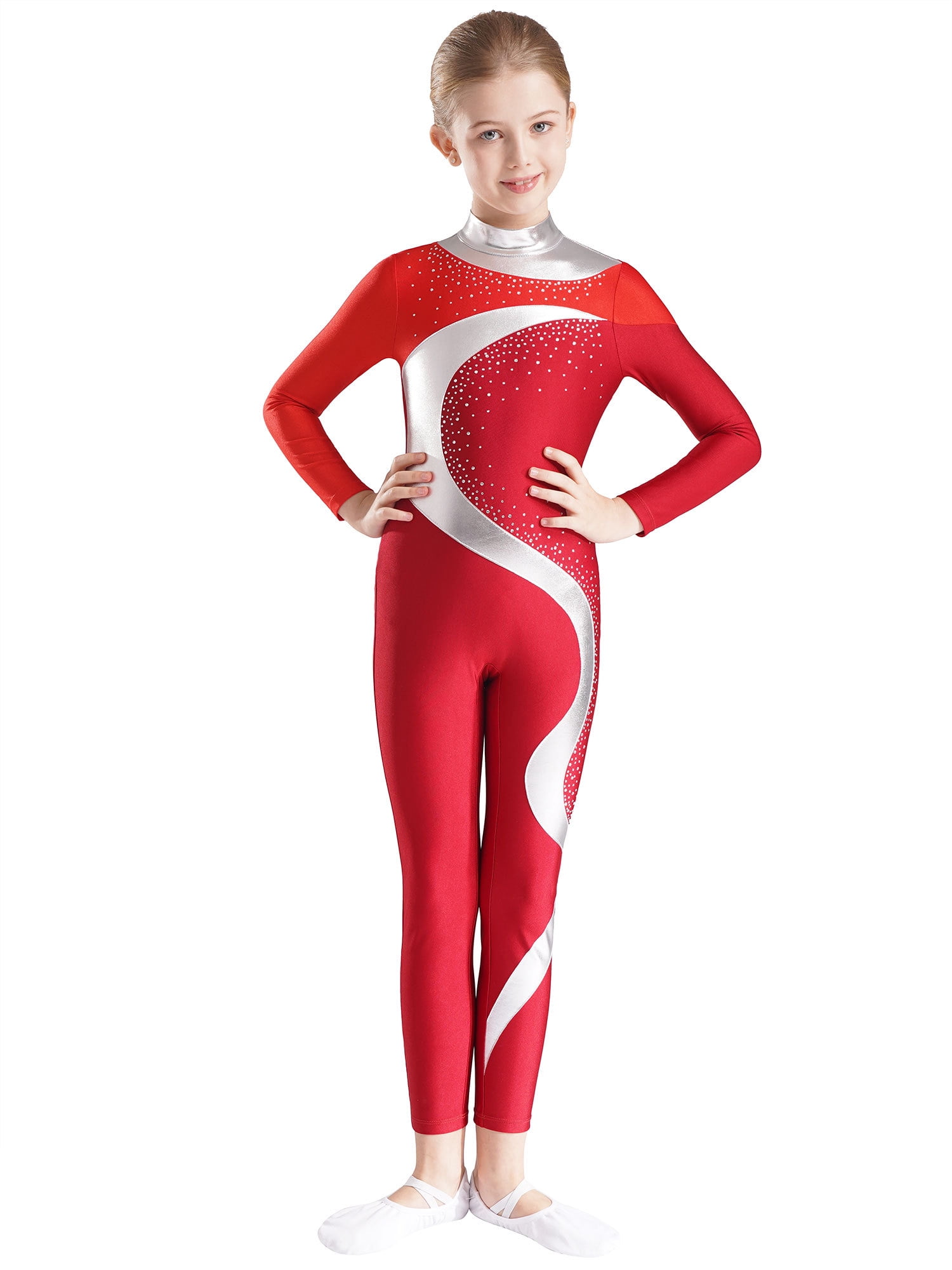 TTAO Gymnastics Leotard for Girls Long Sleeve Unitard Full Body Catsuit ...
