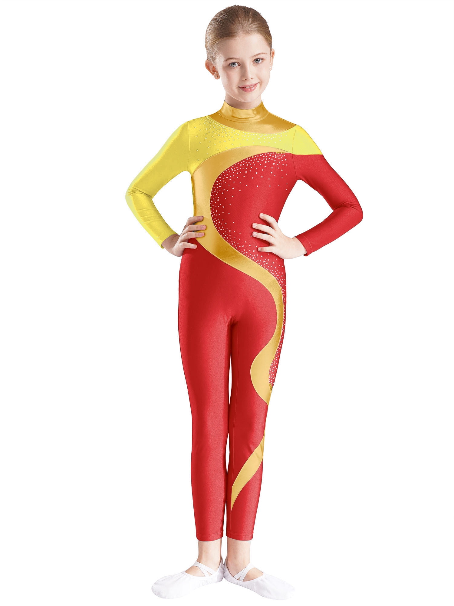 TTAO Gymnastics Leotard for Girls Long Sleeve Unitard Full Body Catsuit Dance Skating Jumpsuit ...