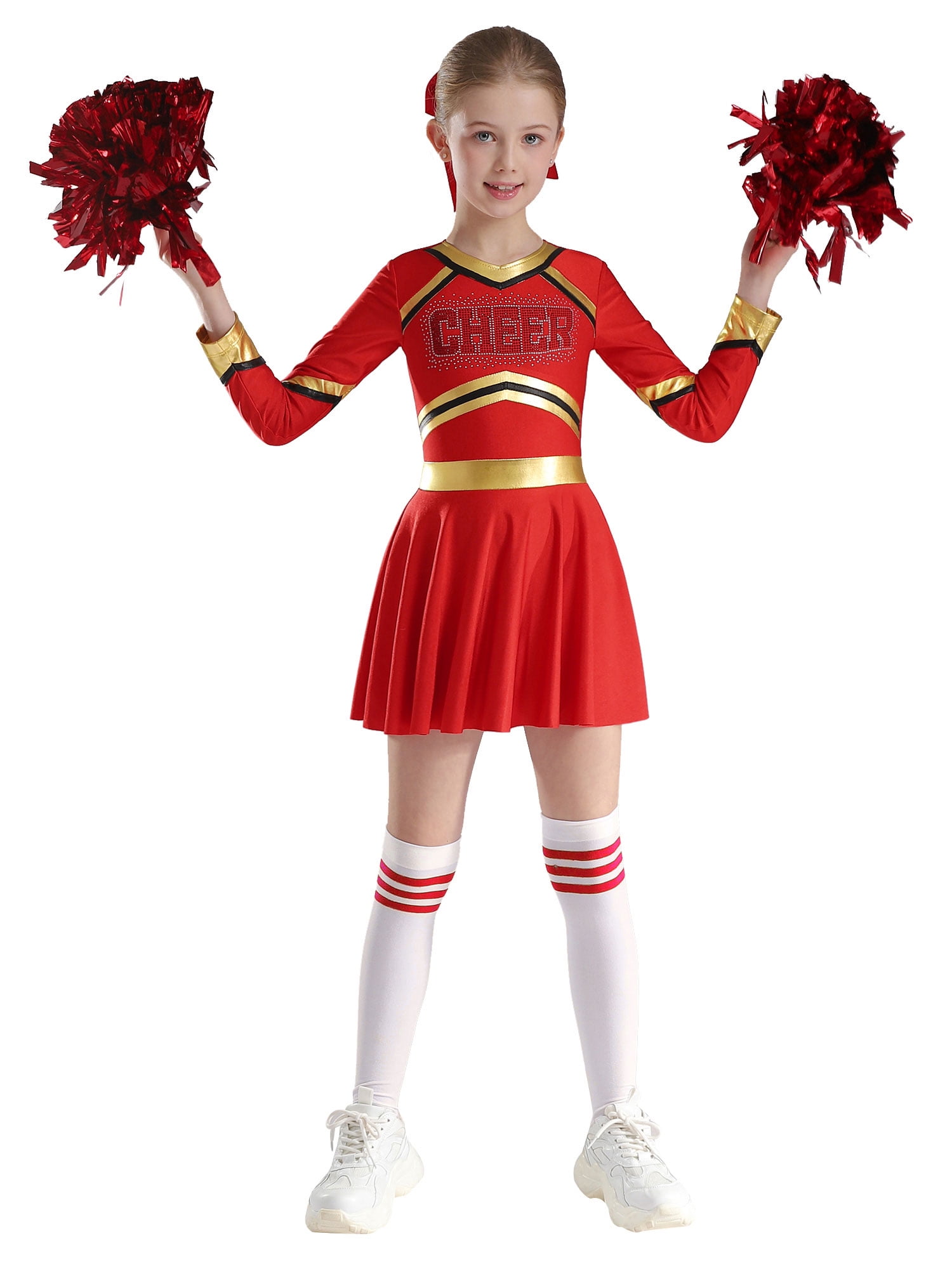 TTAO High School Girl Cheerleading Uniform Long Sleeve Cheer Dance ...