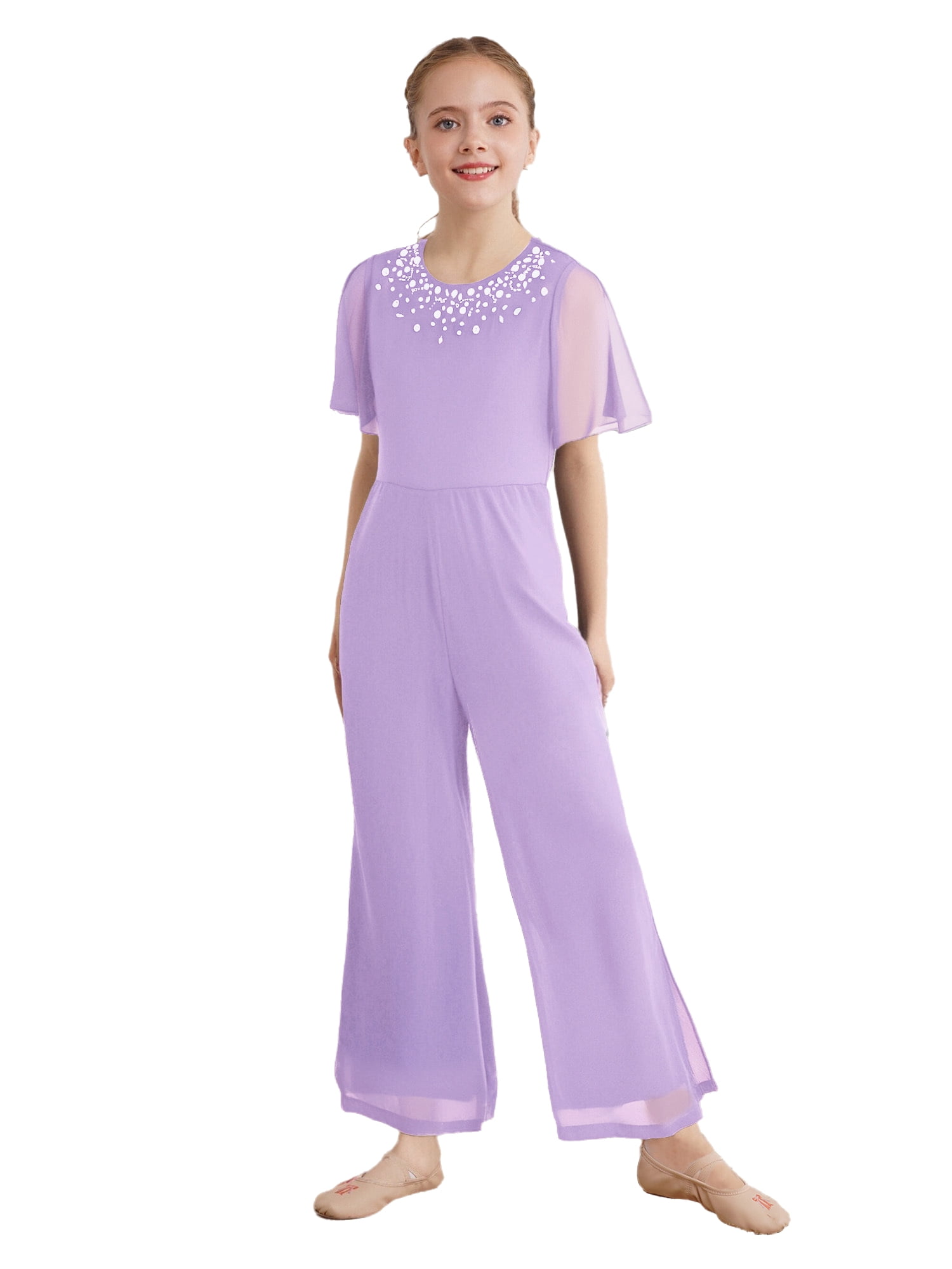 TTAO Jumpsuit for Girls Beaded Crew Neck One Piece Rompers Summer ...