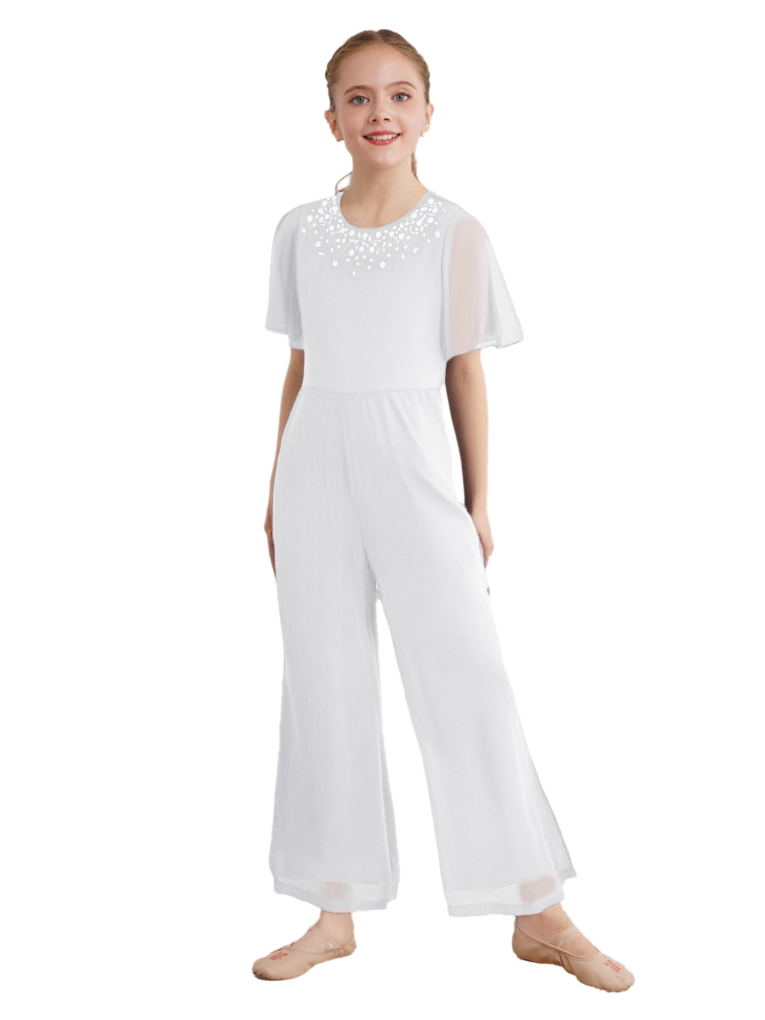 TTAO Jumpsuit for Girls Beaded Crew Neck One Piece Rompers Summer ...
