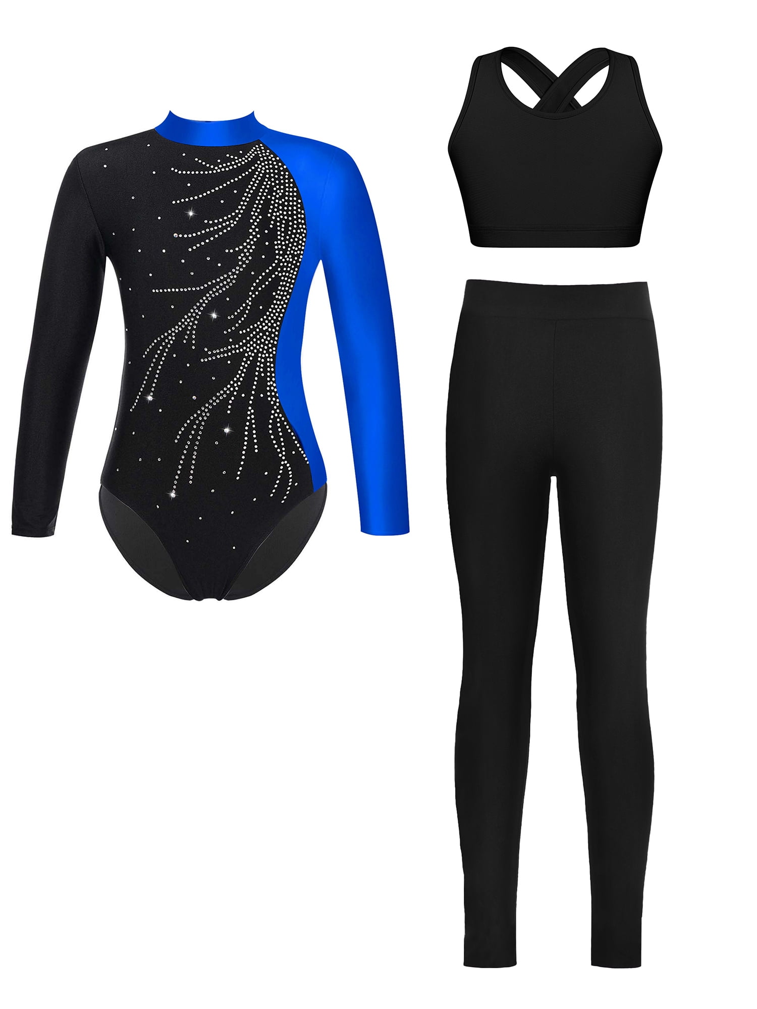 TTAO Kids Girls Gymnastics Leotards Dance Clothing Sets Long Sleeve ...